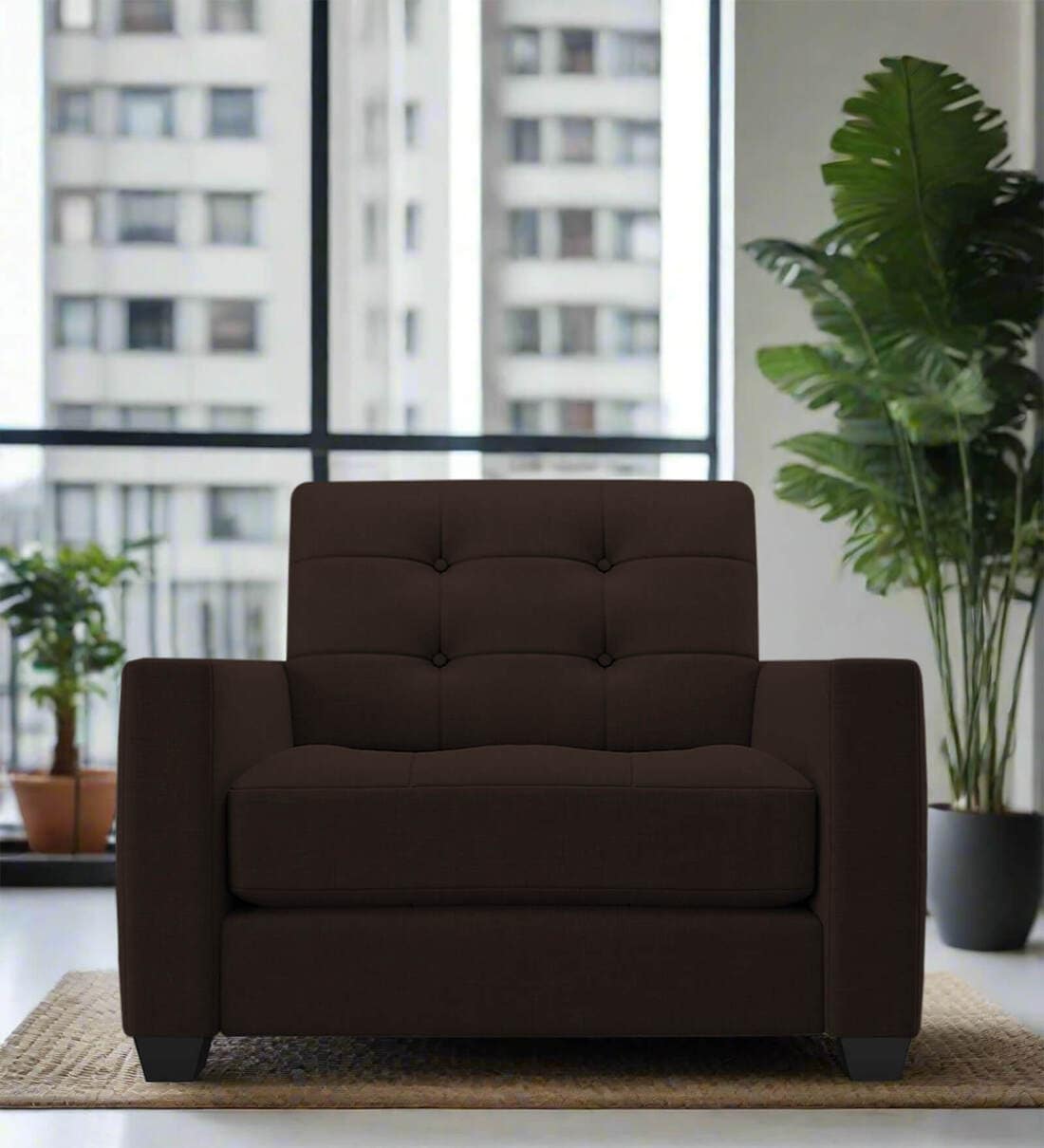 Buy Dumbo Fabric 1 Seater Sofa In Coffee Brown Colour at 52% OFF by ...
