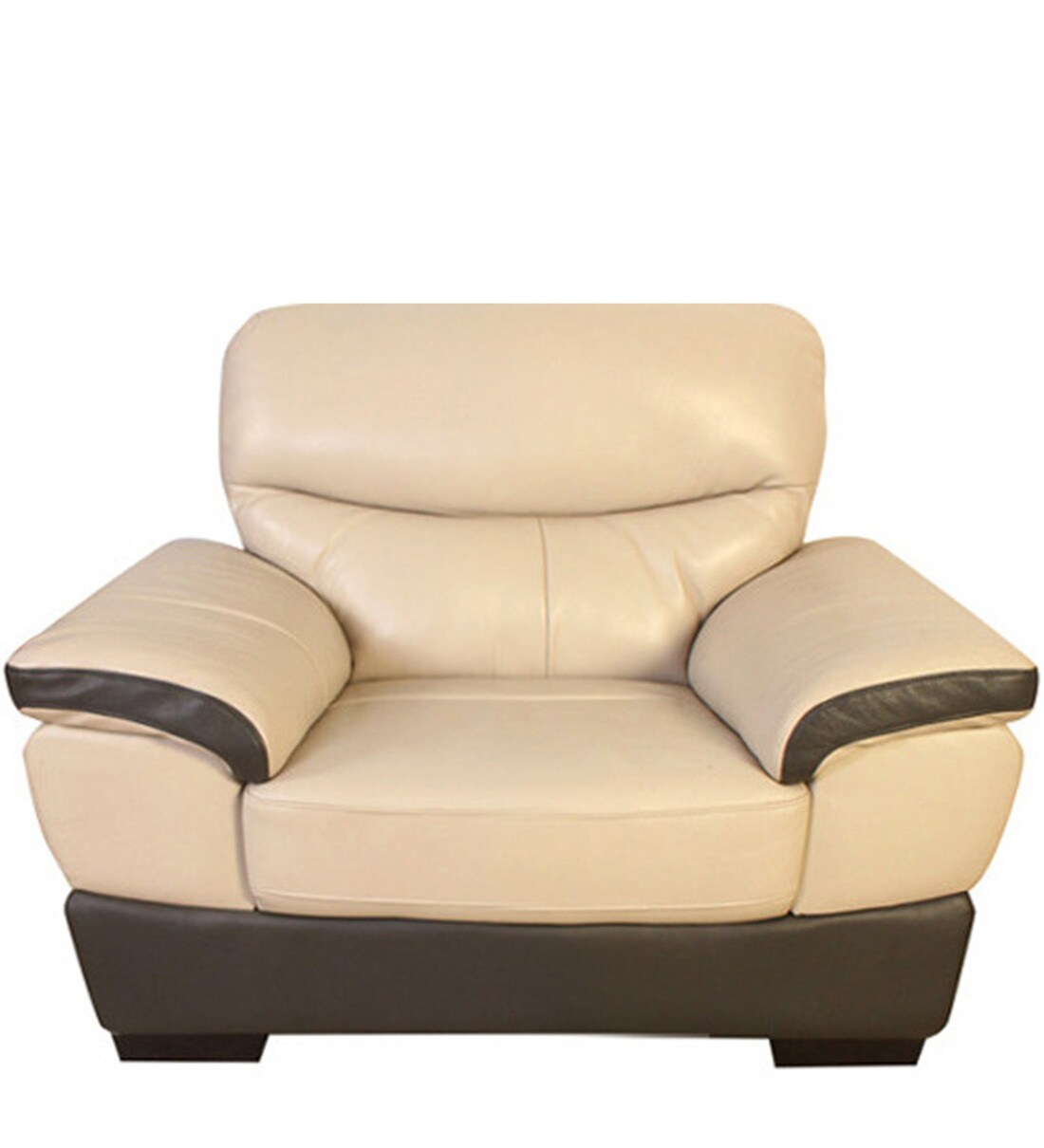 Buy Duval Half Leather One Seater Sofa by HomeTown Online - 1 Seater ...