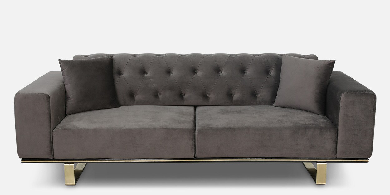 Buy Dulce Velvet 3 Seater Sofa In Grey Colour at 32% OFF by Casacraft ...