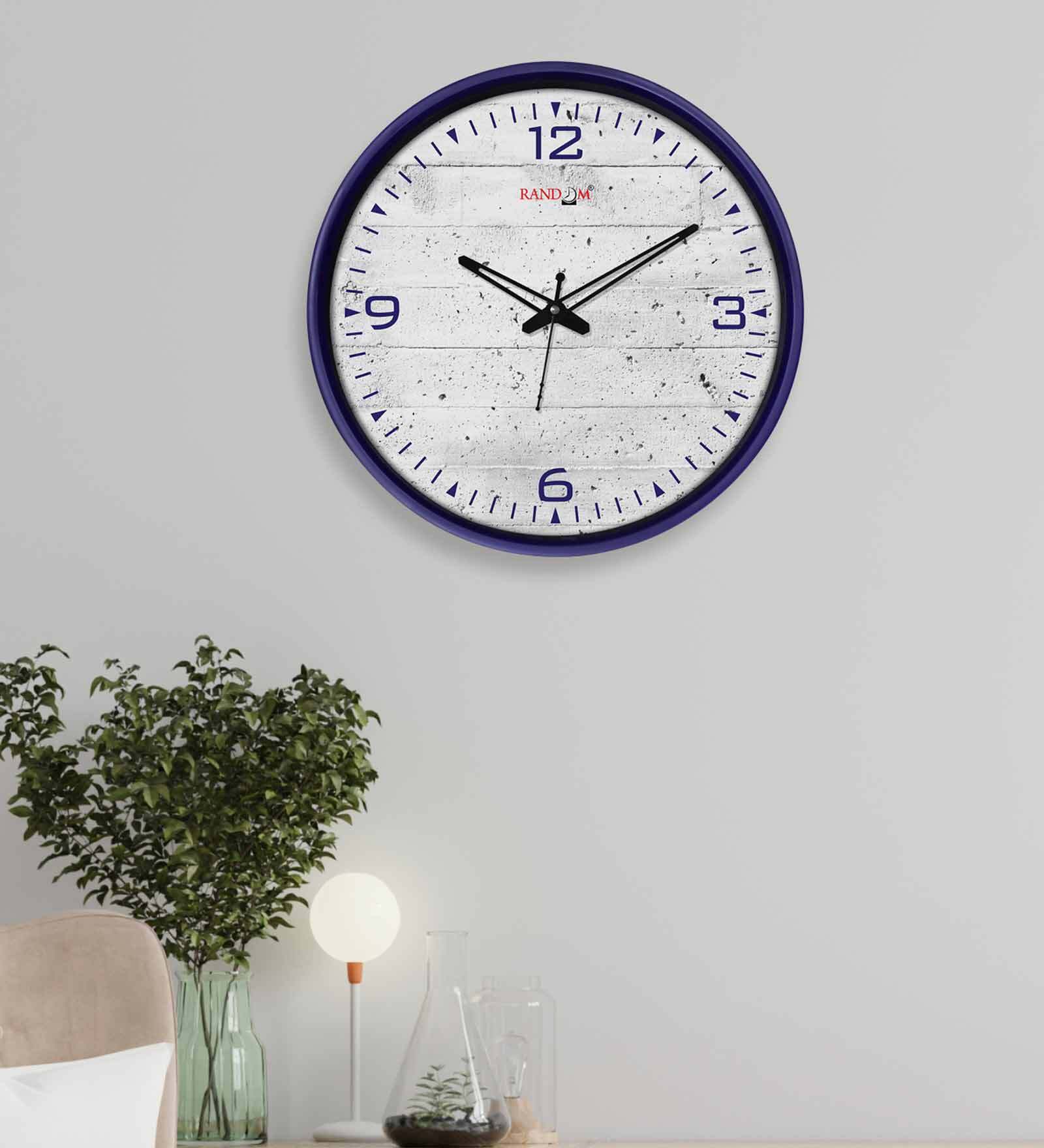 Buy Dual Frame Bricks Texture Plastic Wall Clock In Blue & White at 16% ...
