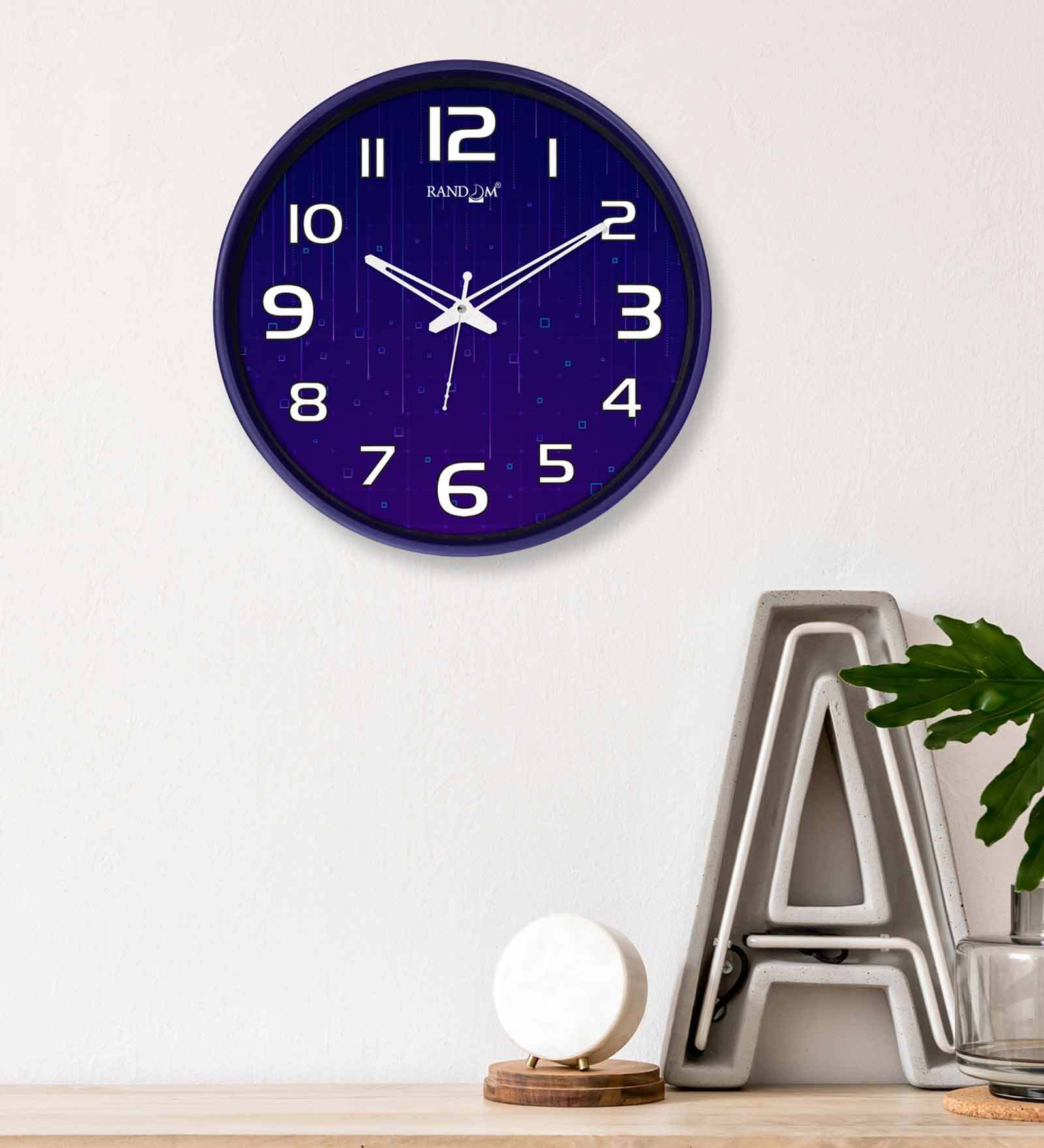 Buy Dual Frame Droping Lines Plastic Wall Clock In Blue & White at 22% ...