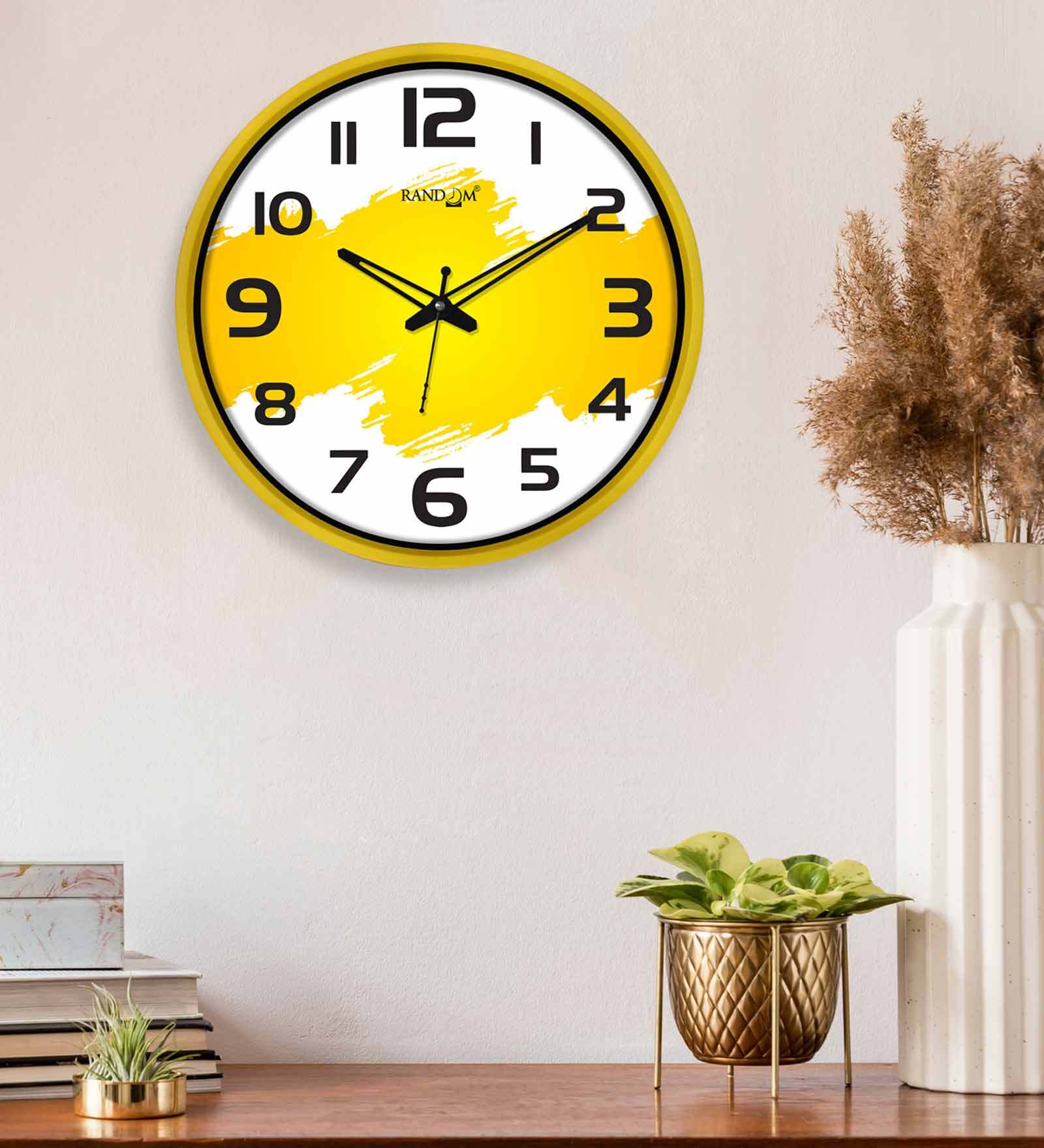 Buy Dual Frame Pastel Pain Plastic Wall Clock In Yellow & Black at 12% ...