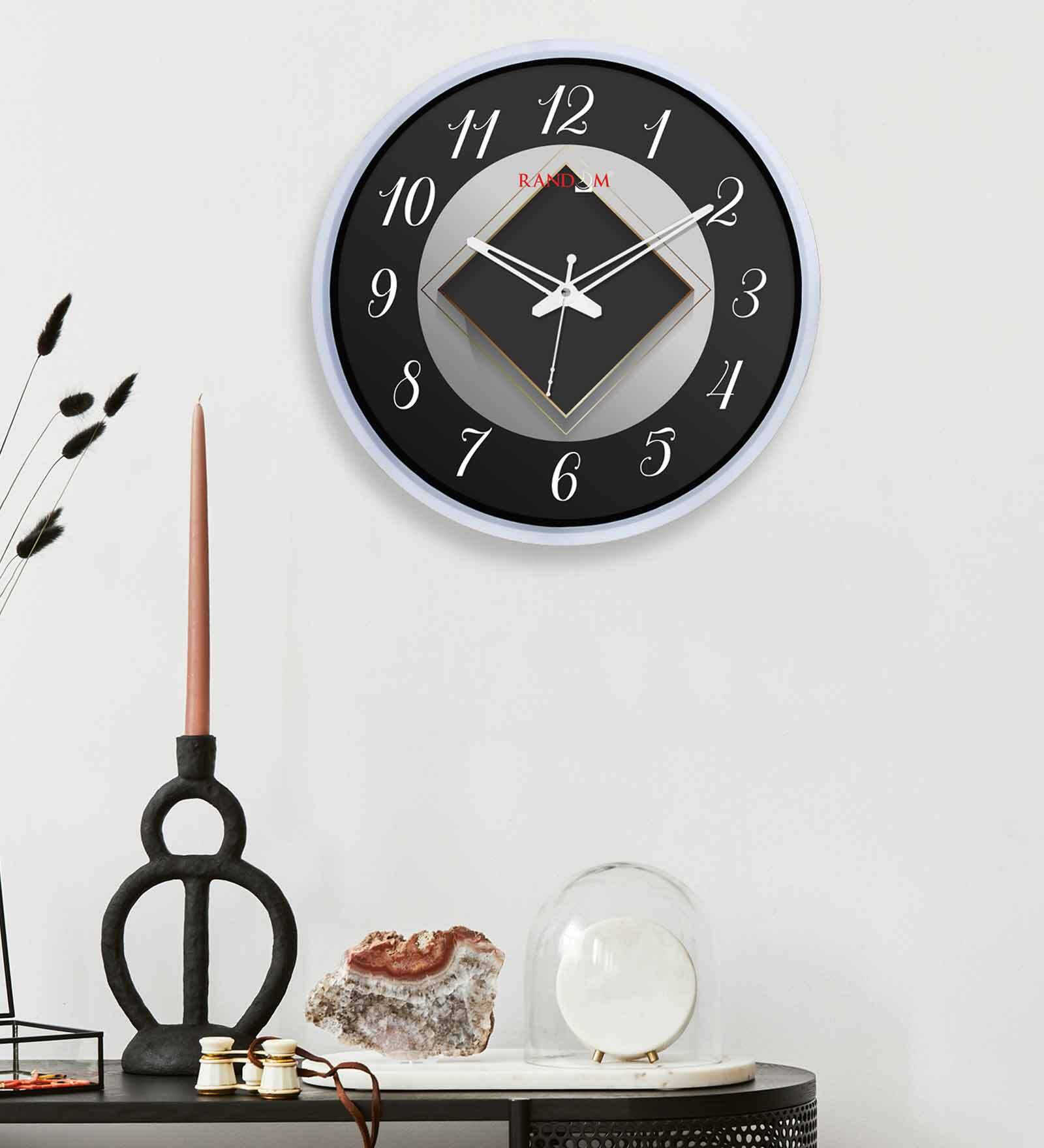 Buy Dual Frame Rhombus Plastic Wall Clock In White & Black at 50% OFF ...