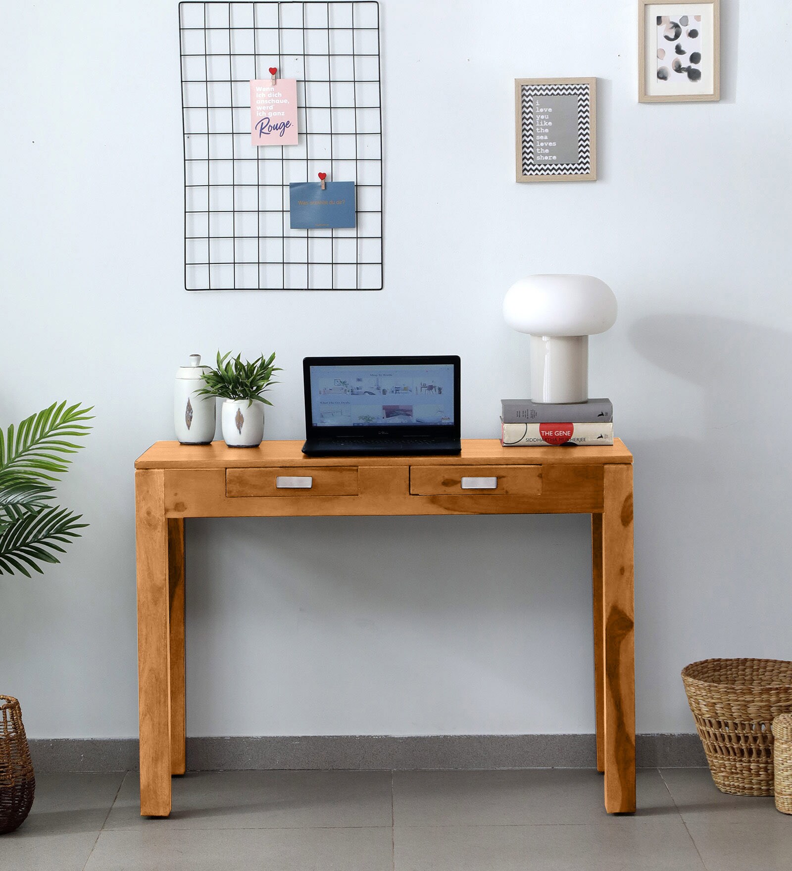 Buy Dunkirk Sheesham Wood Writing Table In Rustic Teak Finish at 33% ...
