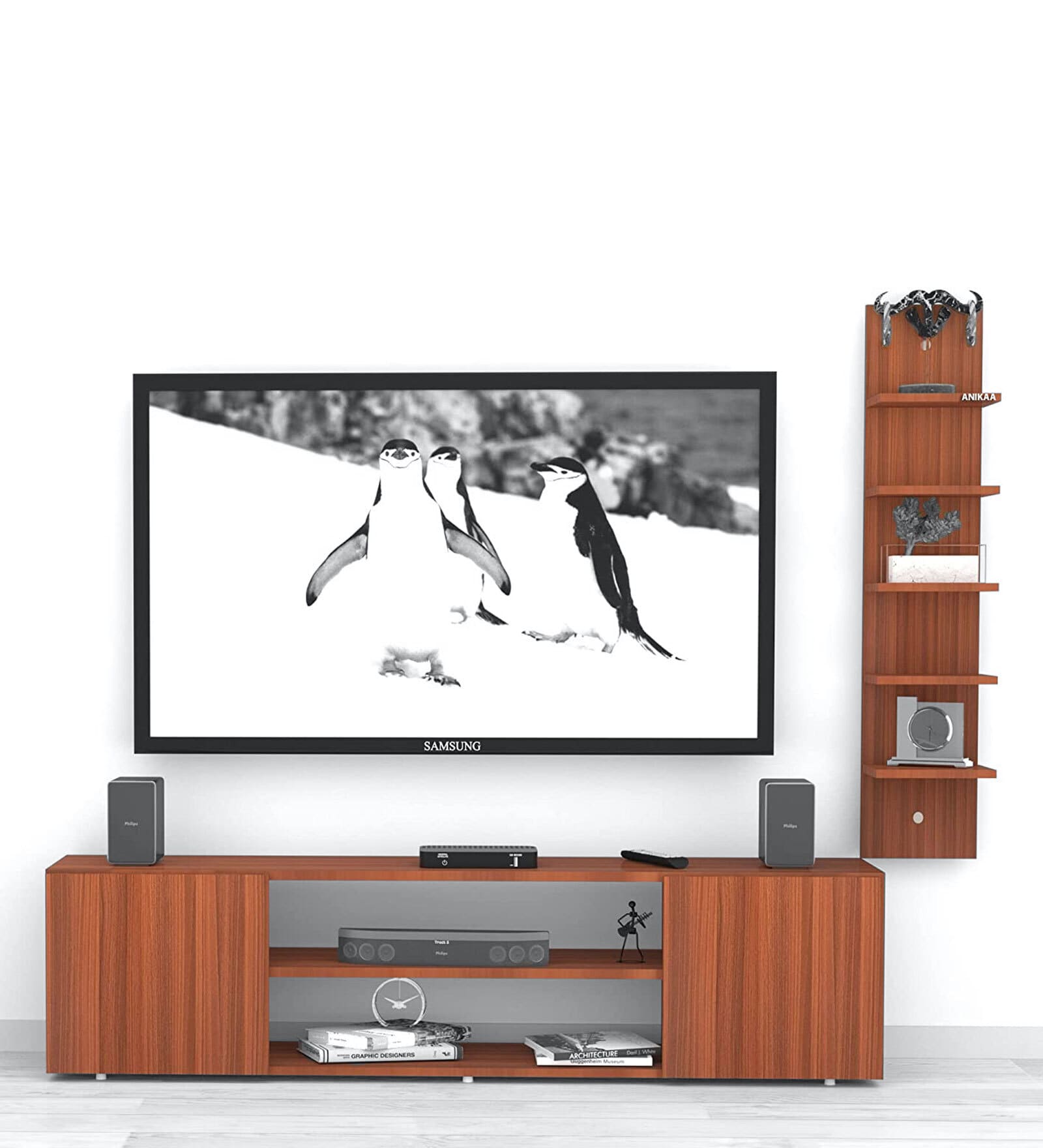 Buy Dustin TV Unit in Walnut Finish at 17% OFF by Anikaa | Pepperfry