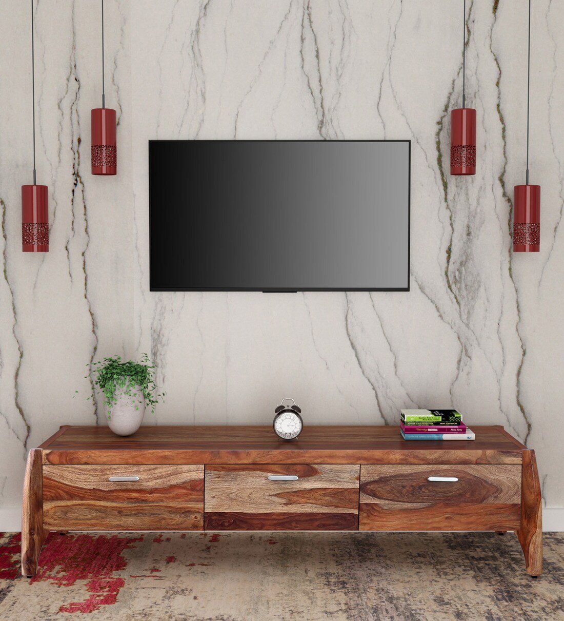 Buy Dvina Solid Wood TV Unit in Warm Walnut Finish at 5% OFF by ...