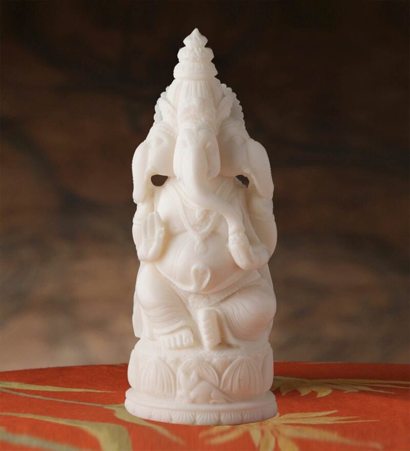 Buy Dvija Ganapati Statue in White Rajastani Marble by Aapno Rajasthan ...
