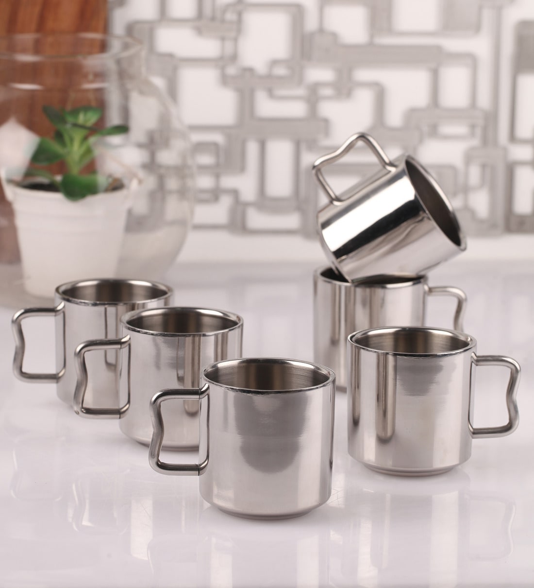 Buy Silver 170 ML Stainless Steel (Set of 6 ) Mug at 29% OFF by Dynore ...