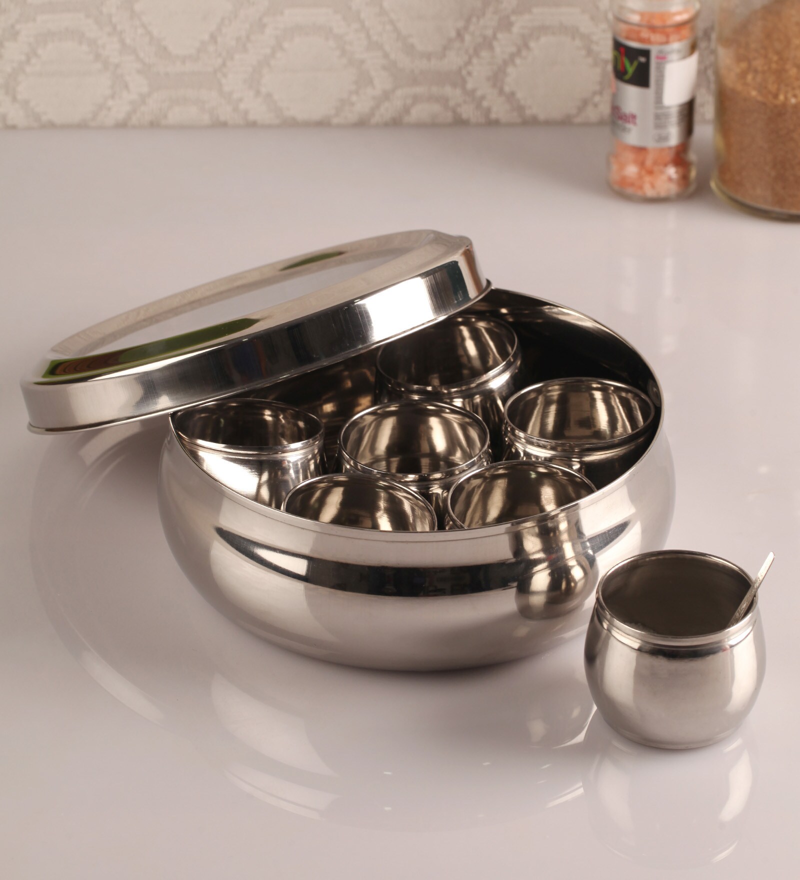 Buy 1 Ltr Stainless Steel Spice Box By Dynore Online - Spice Boxes ...