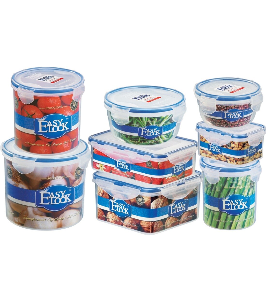 Buy Easy Lock Stackable Set of 8 Food Containers, 300 ML, 500 ML, 600 ...
