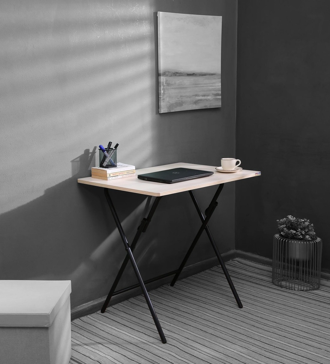 Buy Foldable Study Table in Light Acasia Finish by Woodware Online ...
