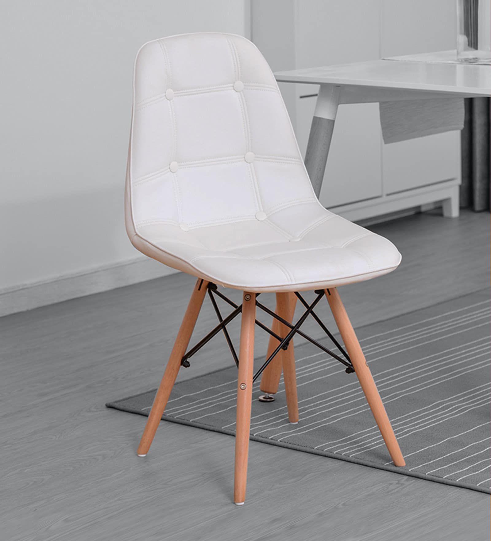Buy Eames Leatherette Iconic Chair in White & Oak Colour at 15% OFF by ...