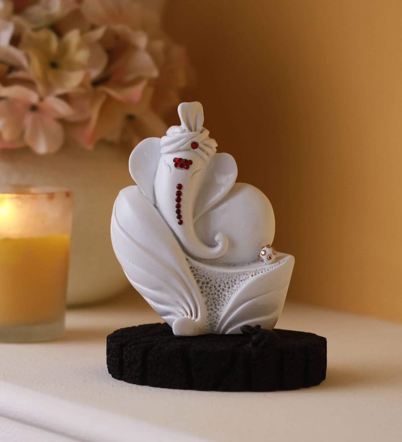 Buy White Polyresin Abstract Ganesha Idol by Earth Online - Ganesha ...