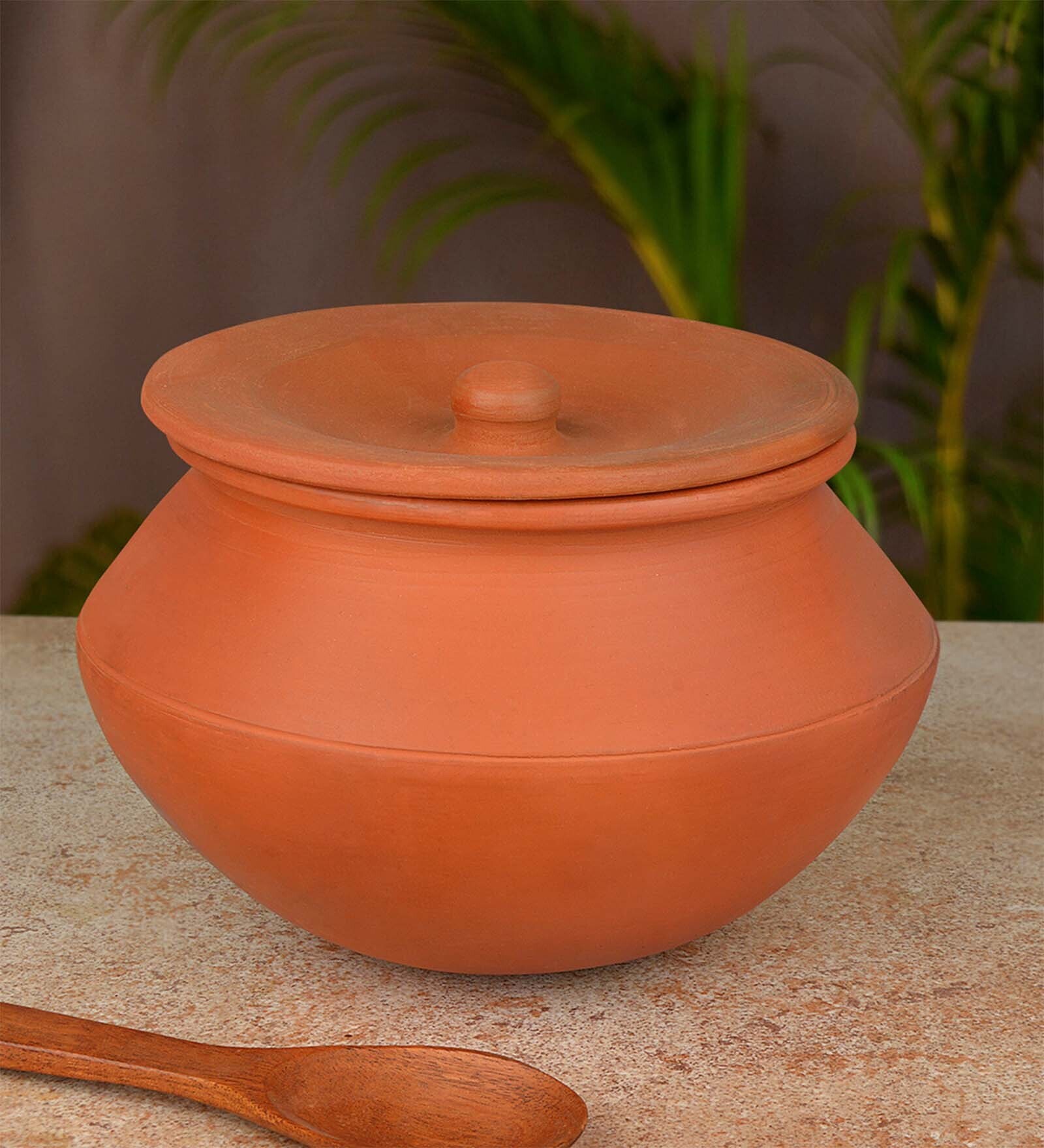 Buy Earthen 1 Ltr Brown Terracotta Serving Handi with Lid at 27% OFF by ...