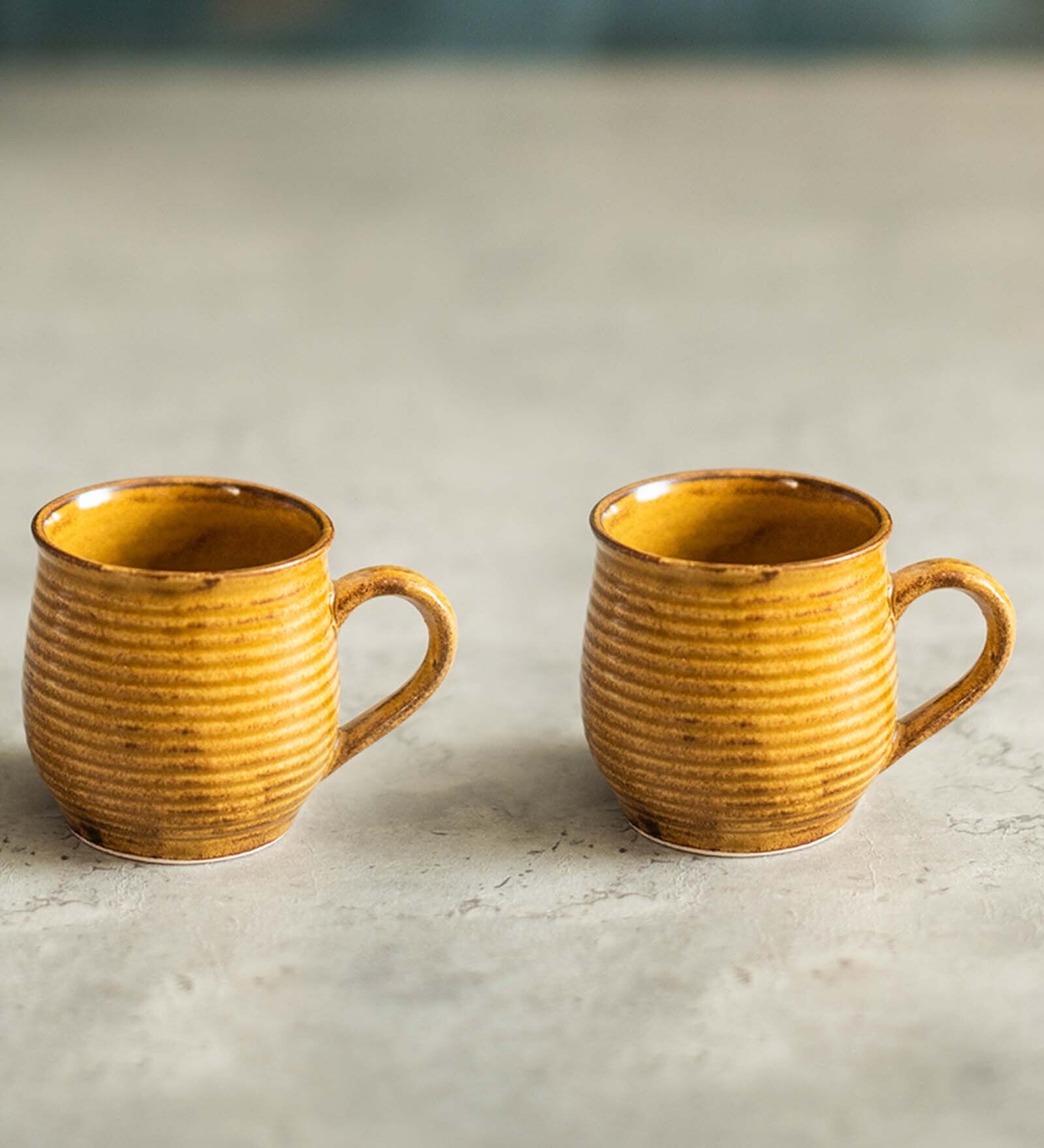 Buy Earthenware 160ml Mustard Ceramic (Set of 2) Tea Cup at 26% OFF by ...