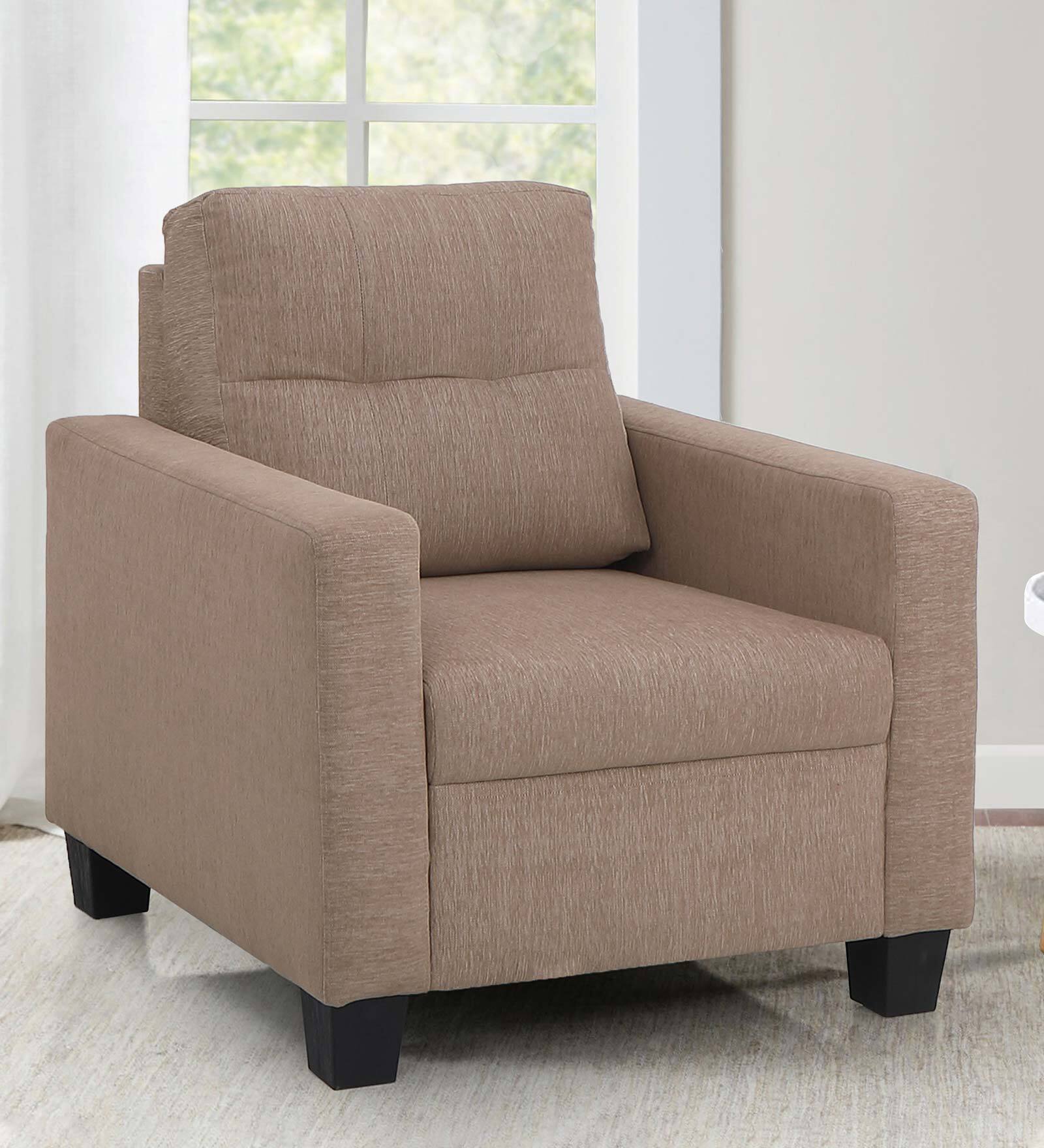 Buy Ease Fabric 1 Seater Sofa in Brown Colour Online - Modern 1 Seater ...