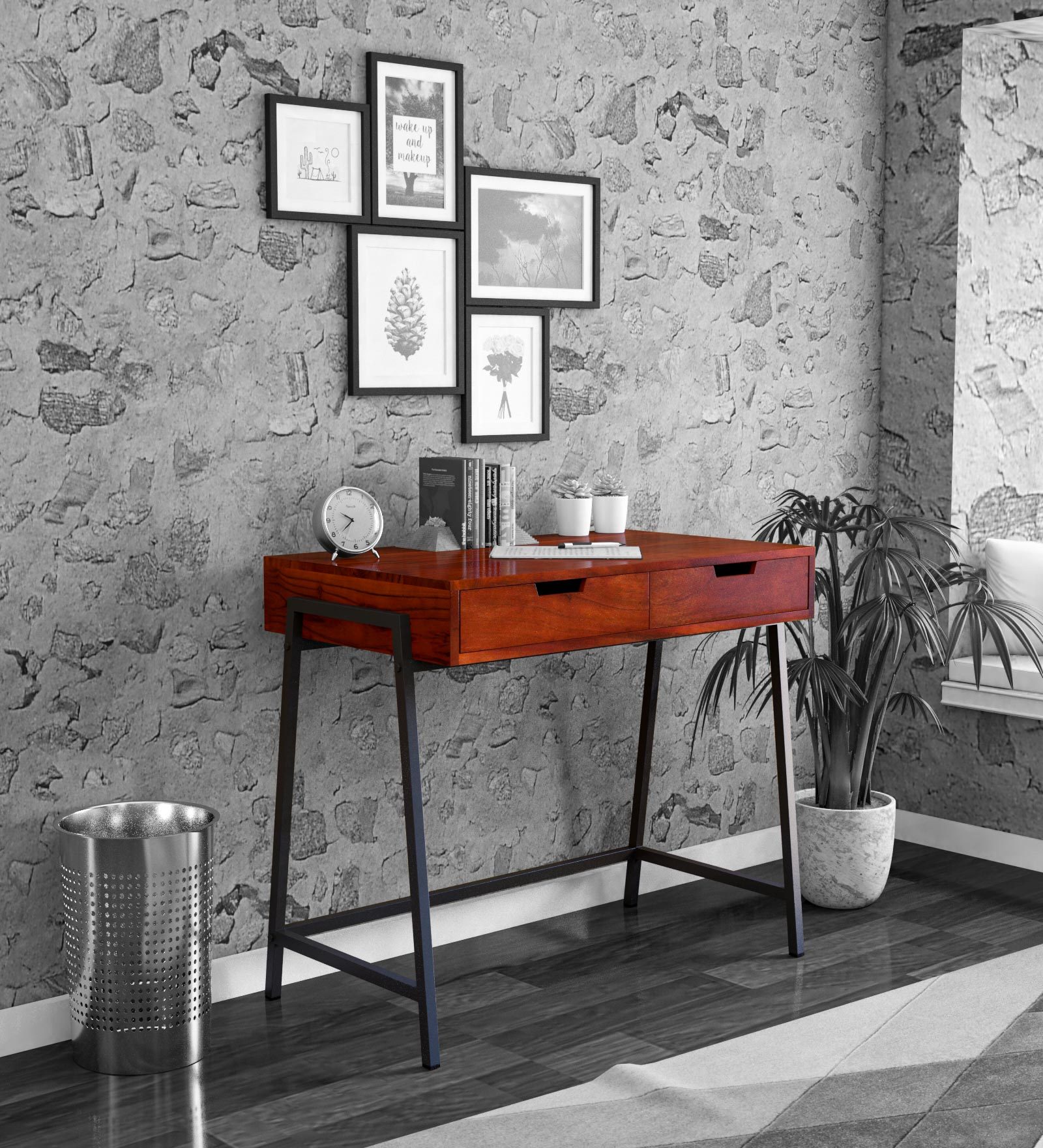 Buy Ebony Solid Wood Study Table In Honey Oak Finish at 1% OFF by ...