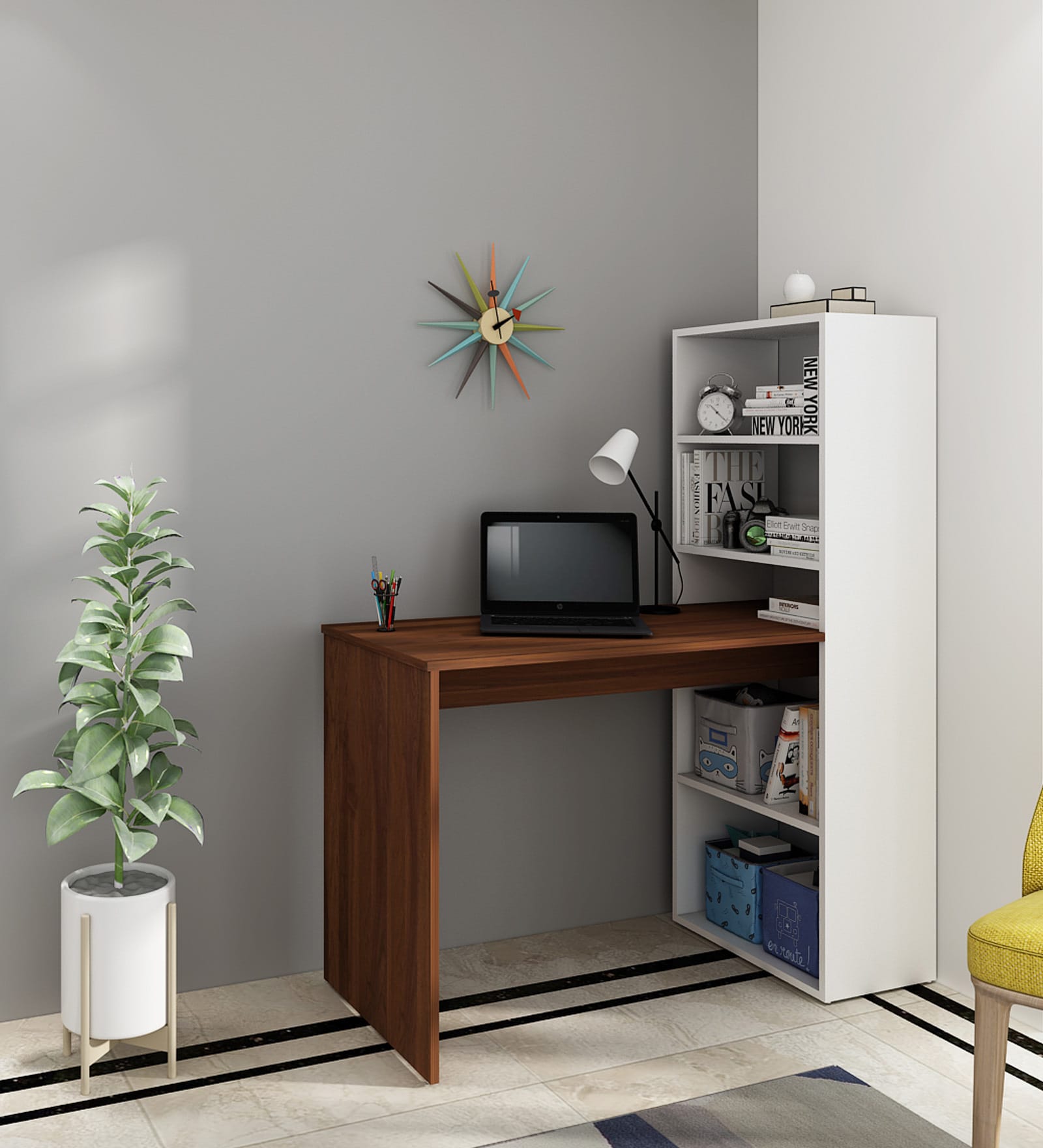 Buy Ebony Study Table In Walnut And Frosty White Finish at 52% OFF by ...