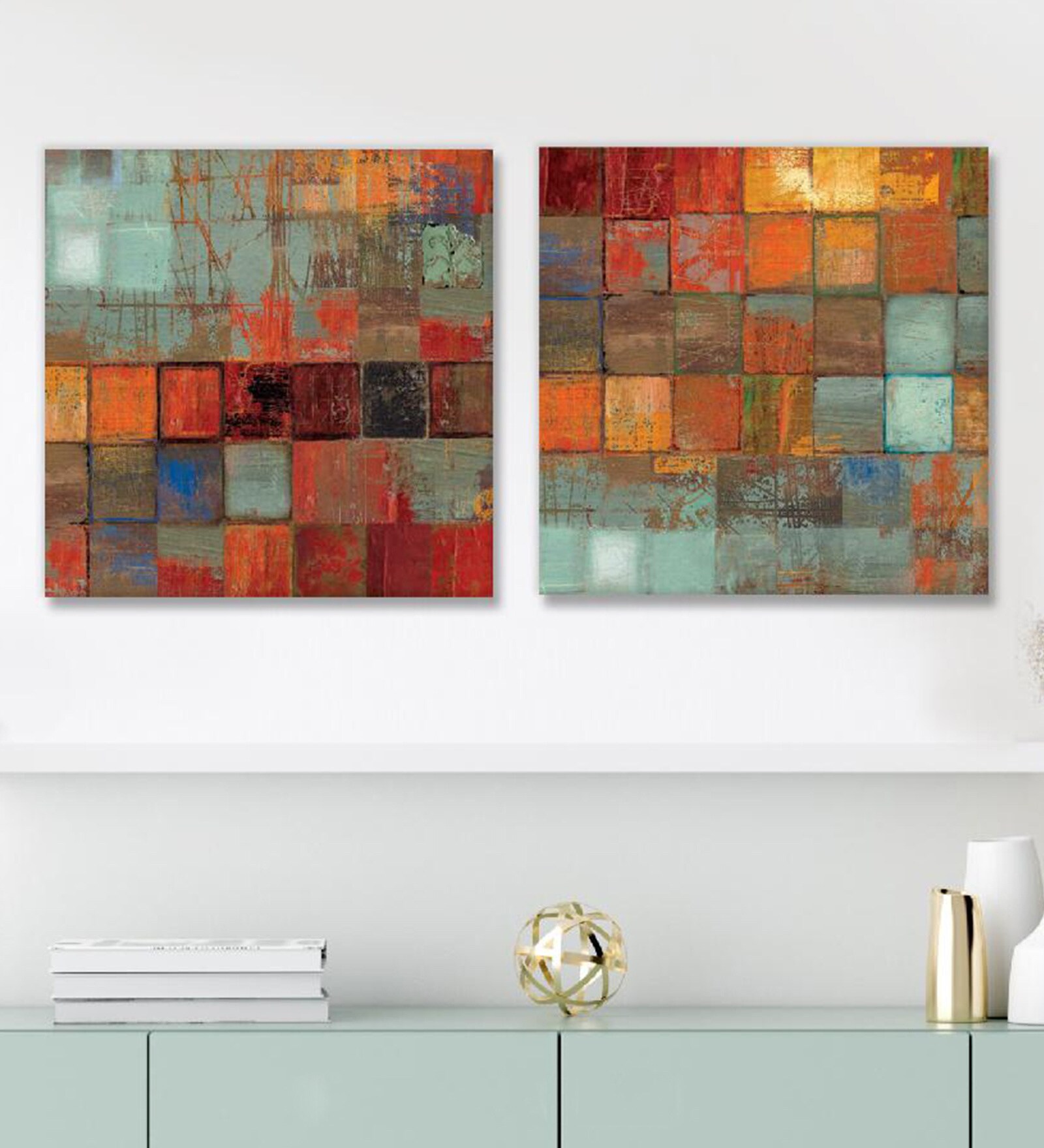 Buy Ecetera Multicolour Multicolor Canvas Unframed Art Print Set of 2 ...