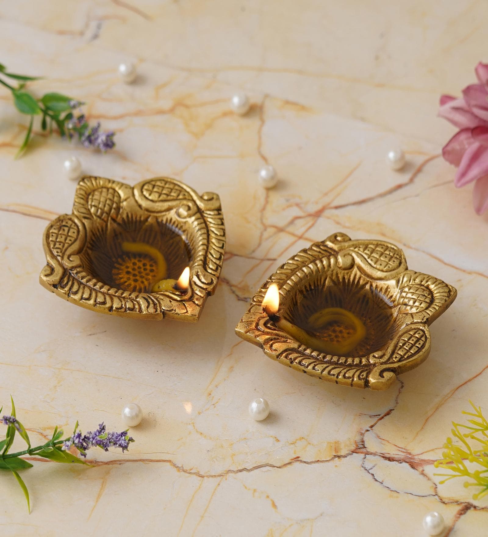 Buy Golden Handcrafted (Set of 2) Decorative Brass Diyas at 29% OFF by ...