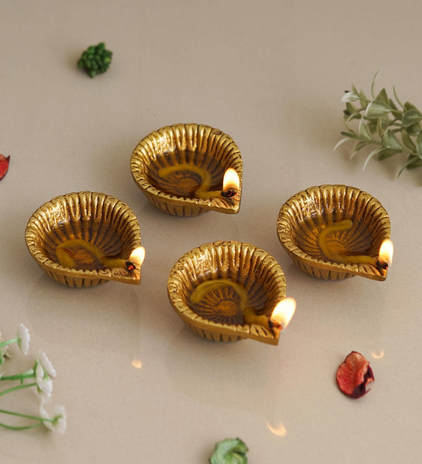 Buy Golden Handcrafted (Set of 4) Decorative Brass Diyas at 13% OFF by ...