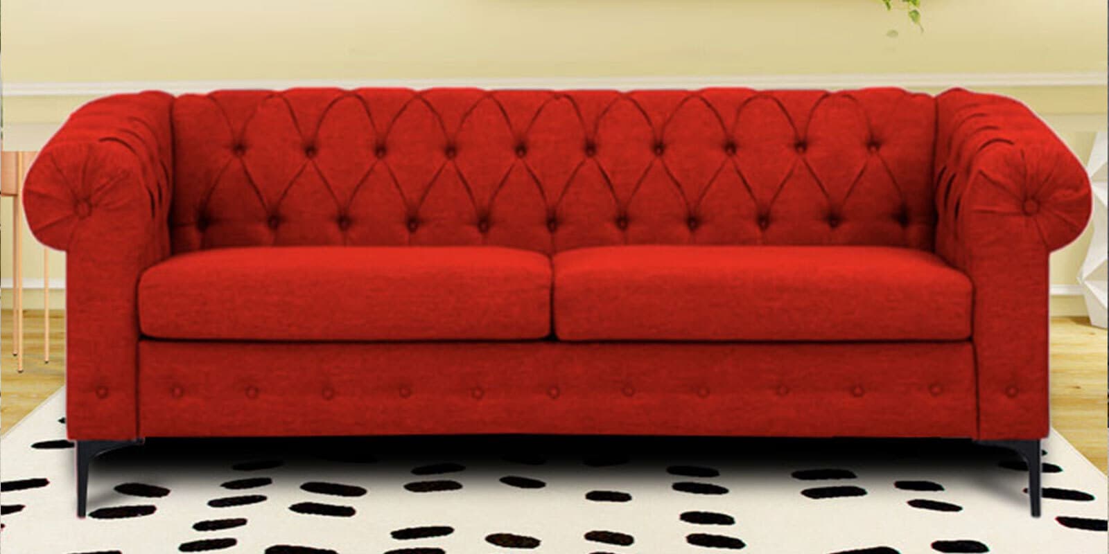 Buy Ecru Fabric 3 Seater Sofa in Red Colour at 7% OFF by Amberville from Pepperfry | Pepperfry