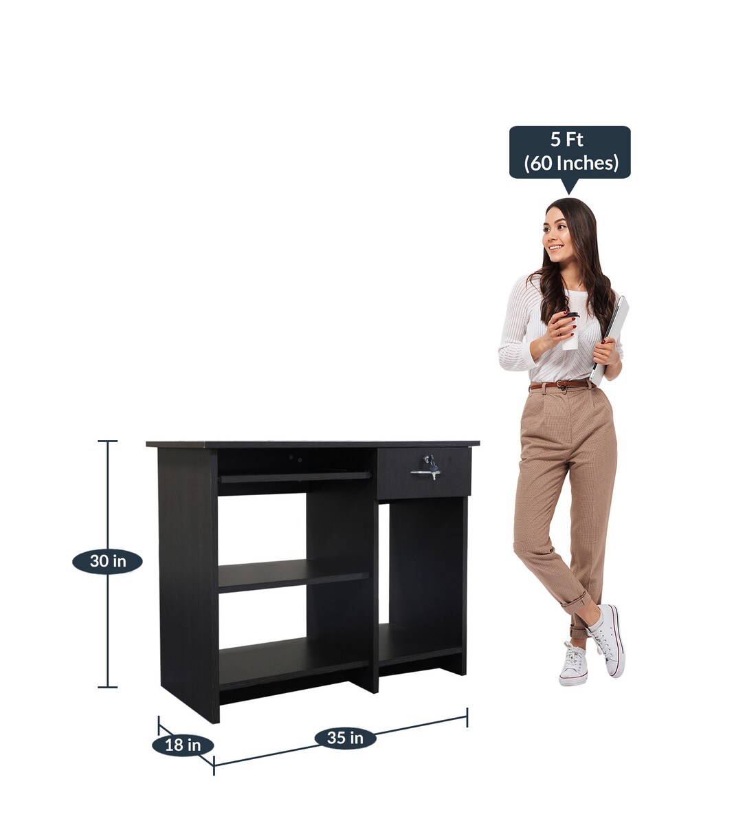 Buy Edwin Computer Table in Wenge Finish by Crystal Furnitech Online ...