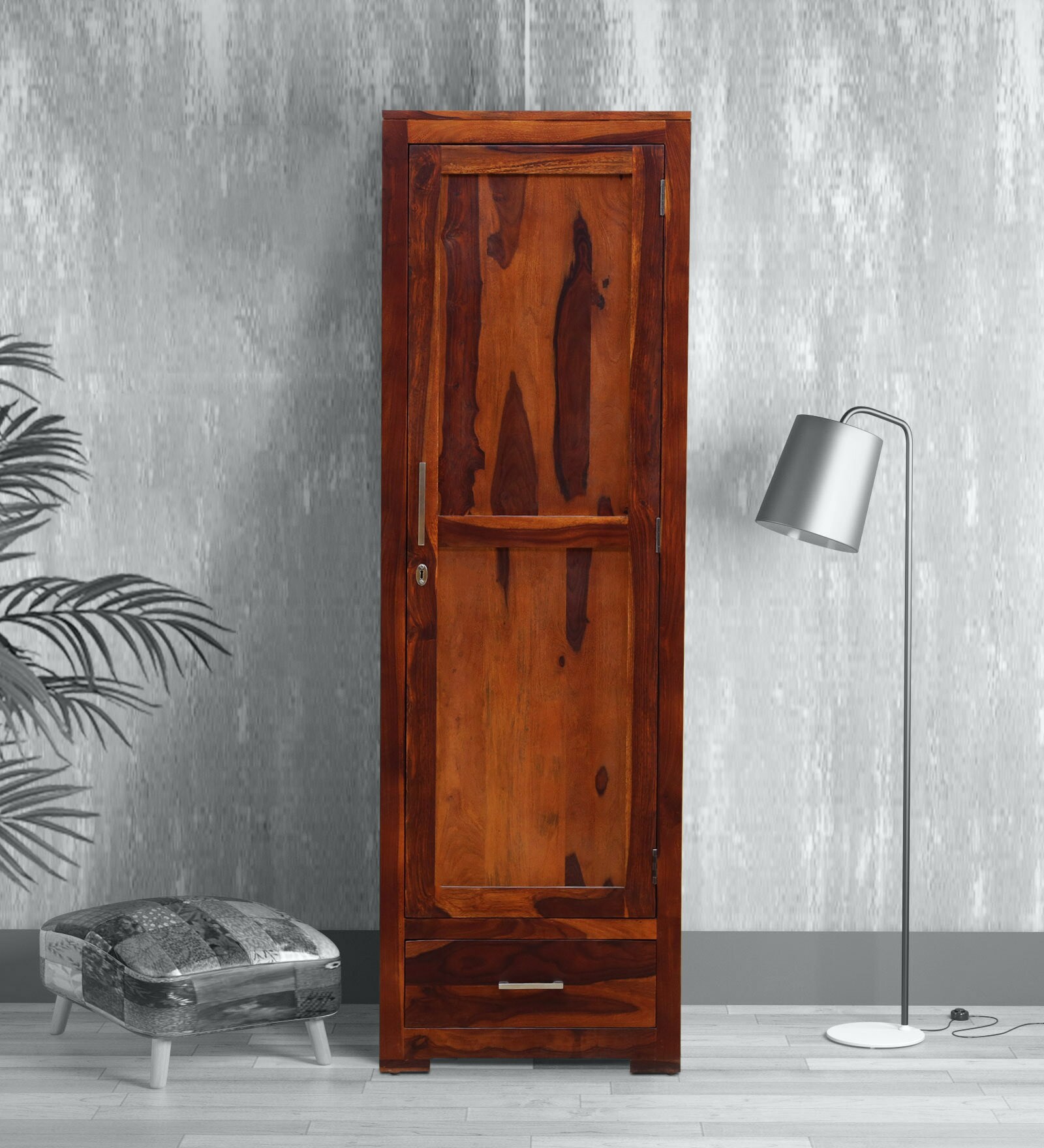 Buy Edgar Sheesham Wood 1 Door Wardrobe in Honey Oak Finish at 1% OFF ...