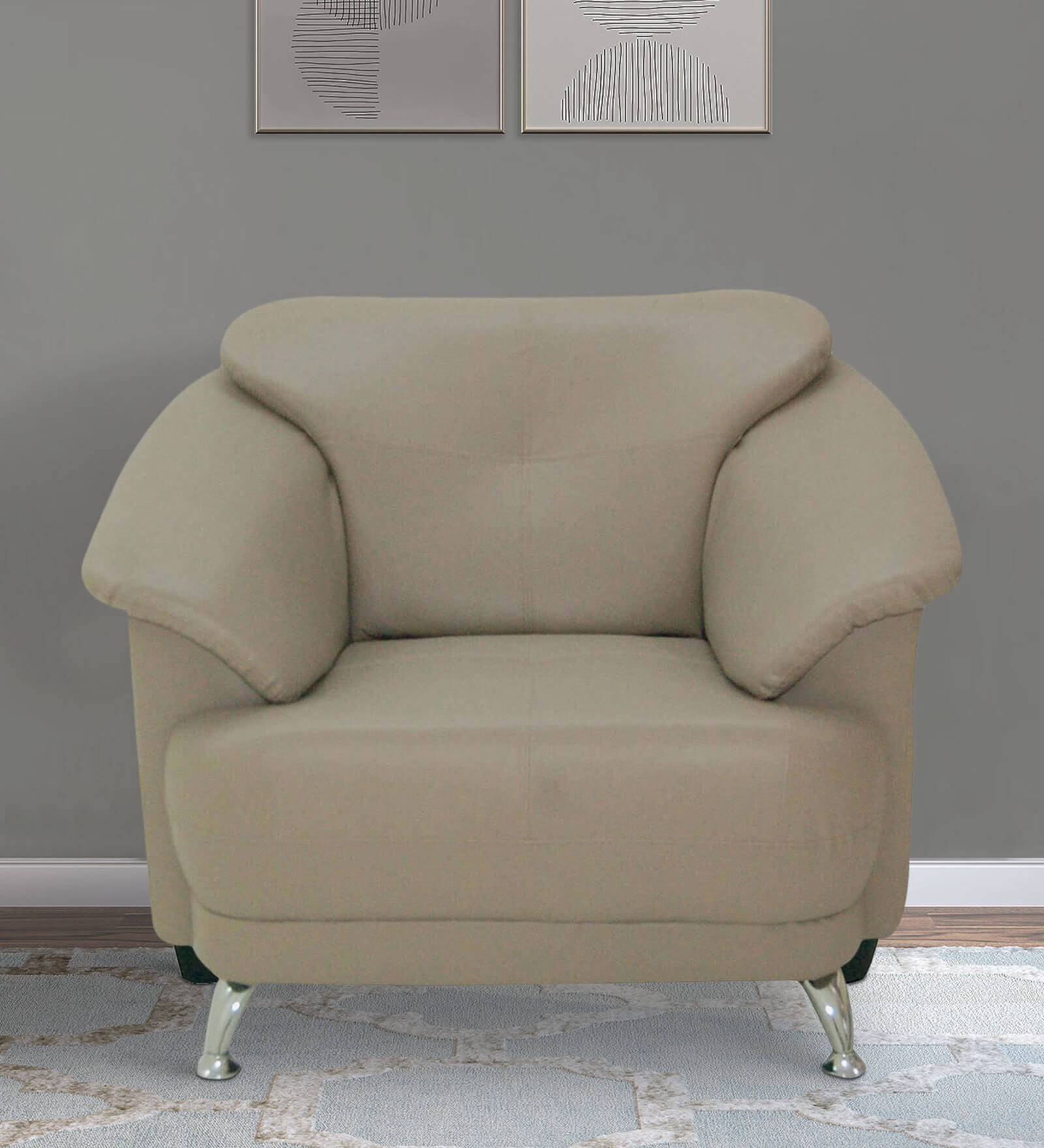Buy Edo Leatherette 1 Seater Sofa in Buff Colour at 30% OFF by ...