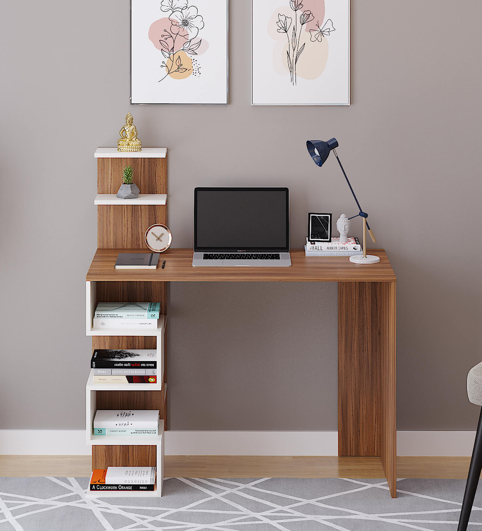 Buy Edward Study Table In Exotic Teak & Frosty White Finish at 43% OFF ...