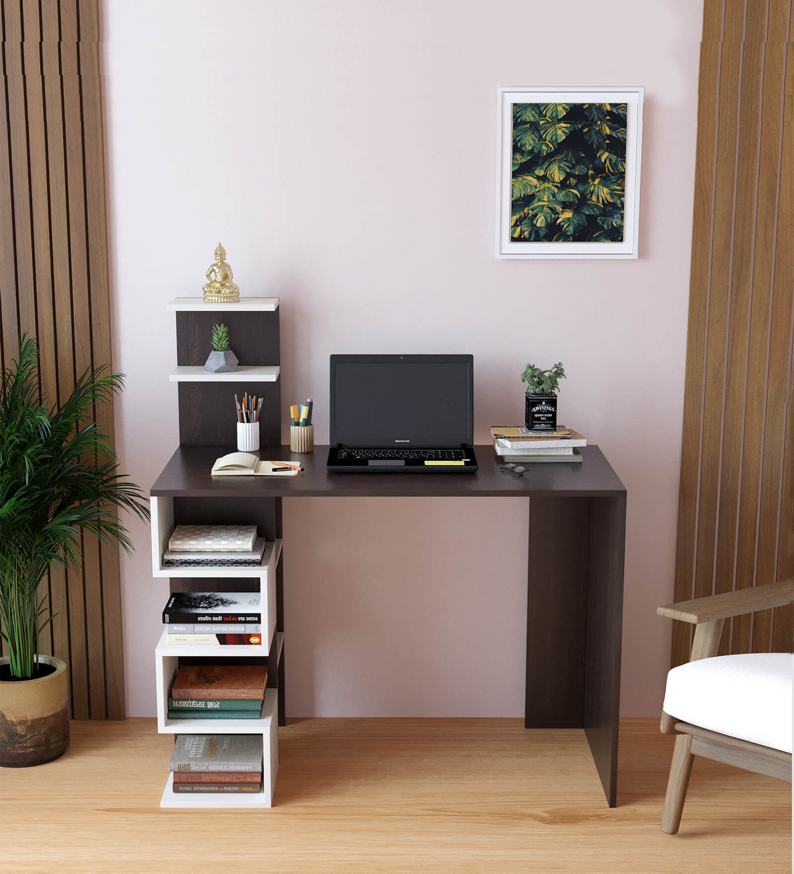 Buy Edward Study Table In Wenge & Frosty White Finish at 41% OFF by ...