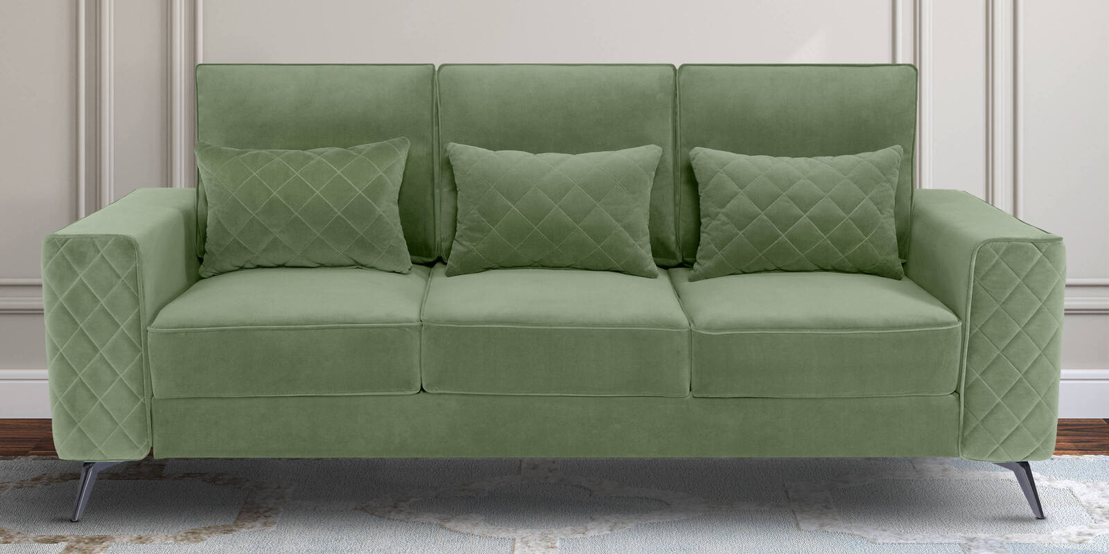 Buy Eden Fabric 3 seater Sofa In Jade Green Colour at 25% OFF by Duroflex | Pepperfry