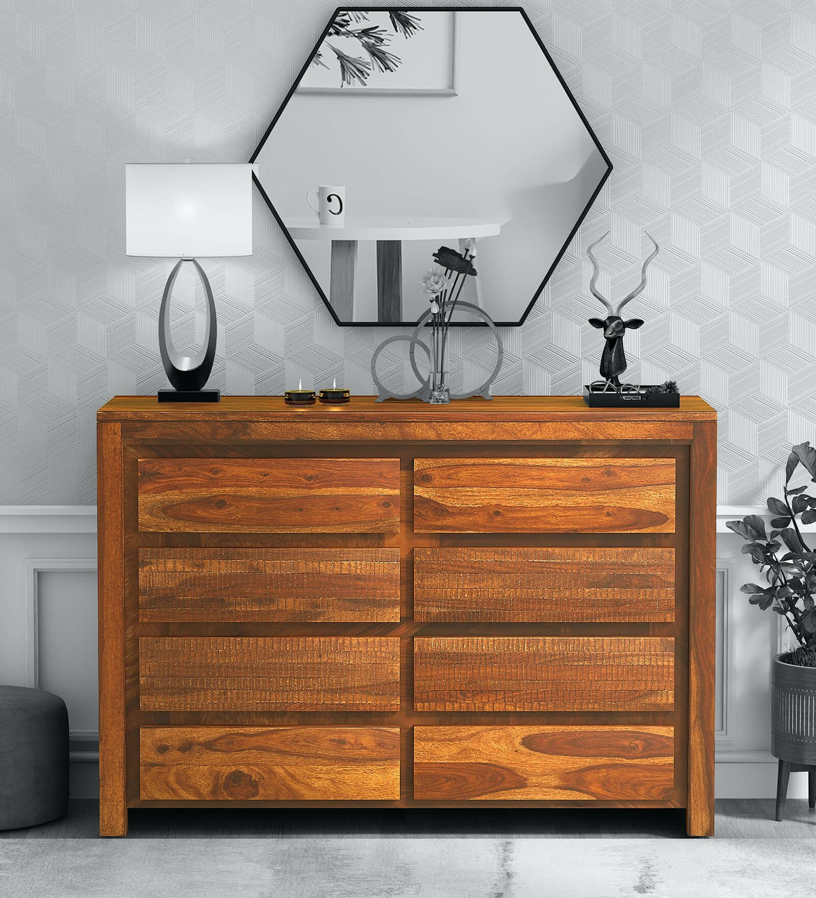 Buy Egypt Sheesham Wood Chest of Drawers in Rustic Teak Finish at 2% ...