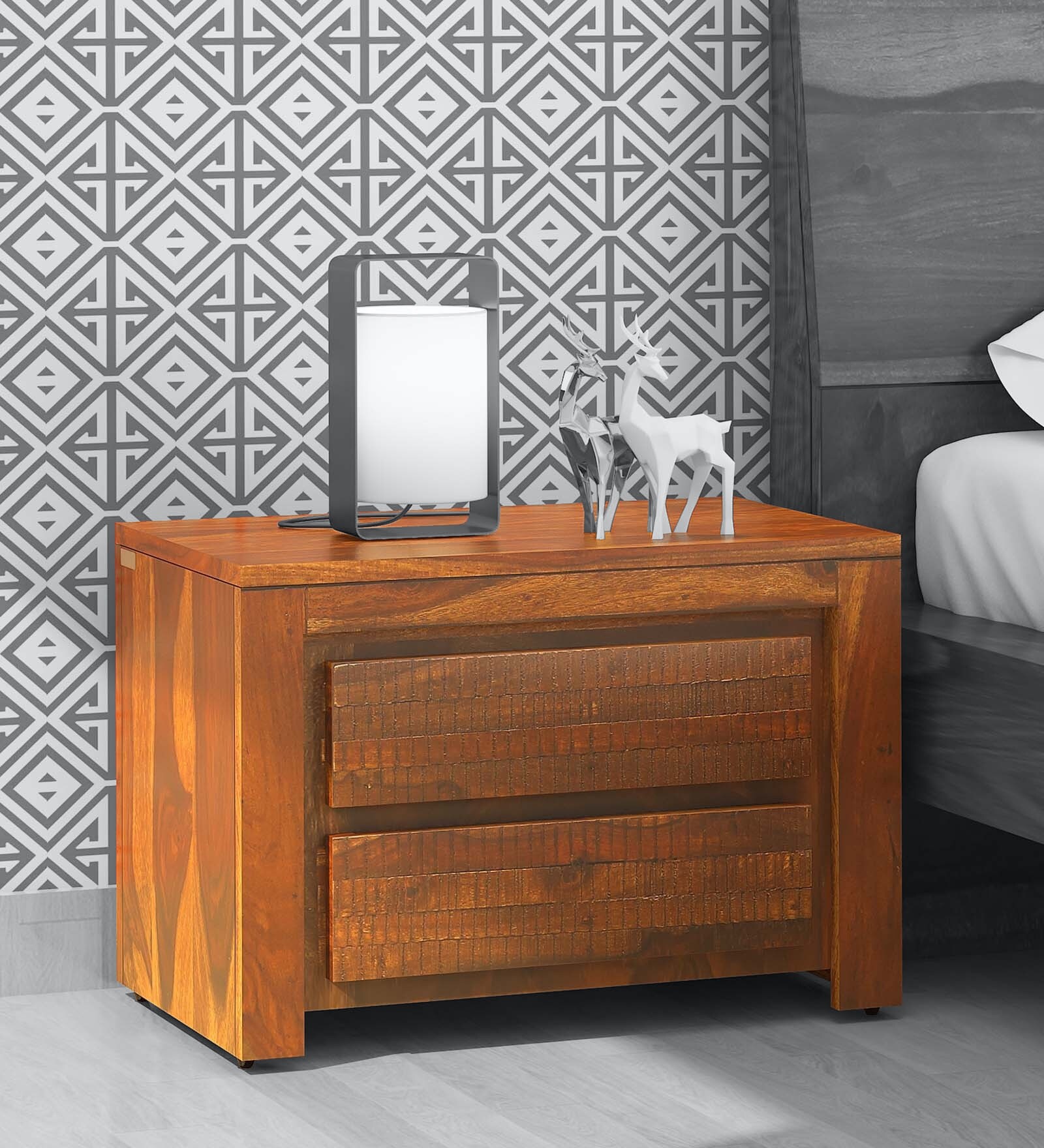 Buy Egypt Sheesham Wood Night Stand in Rustic Teak Finish at 2% OFF by ...