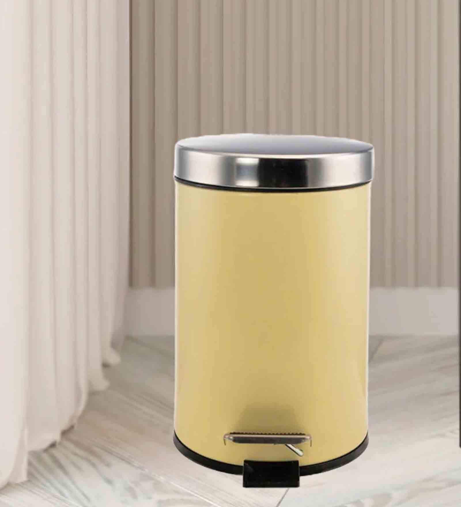 Buy EKO 12 Ltrs Mustard Stainless Steel Paddle Push DustBin by @Home at ...