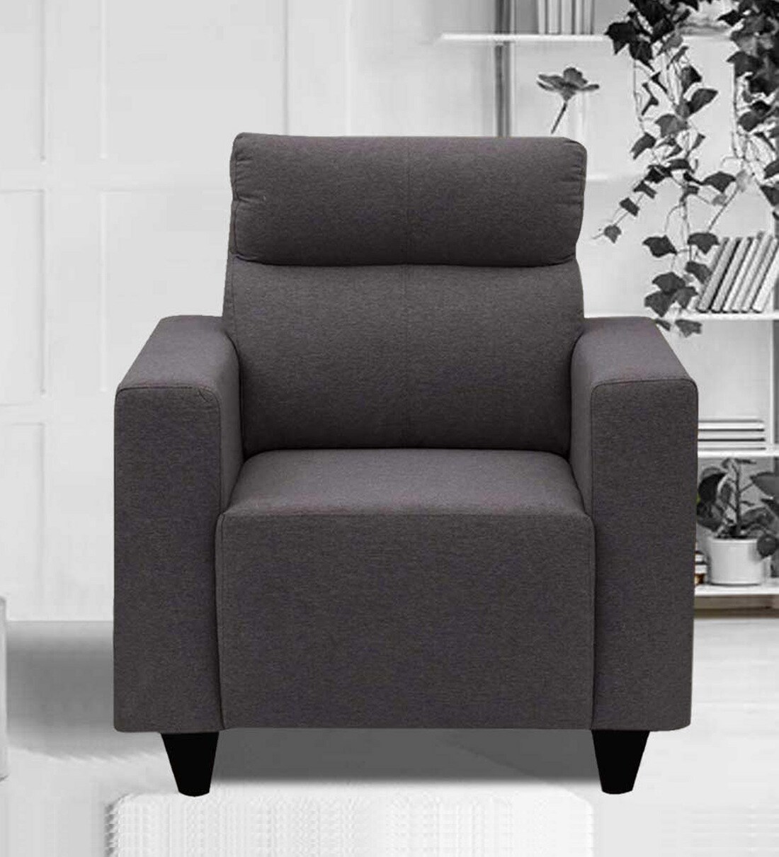 Buy Elbon 1 Seater Sofa in Dark Grey Colour at 39% OFF by Casastyle | Pepperfry