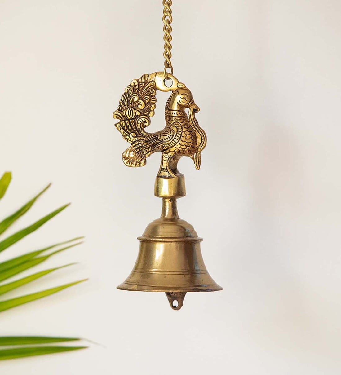 Buy Elegant Peacock Hand-Etched Gold Brass Decorative Hanging Bell at ...