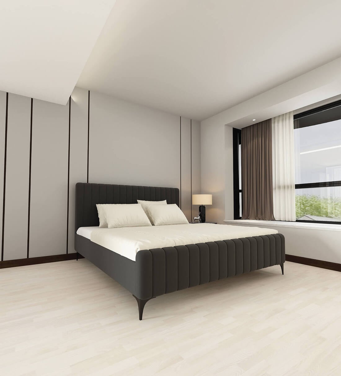 Buy Elena Velvet King Size Bed in Dark grey Colour at 26% OFF by Adorn ...