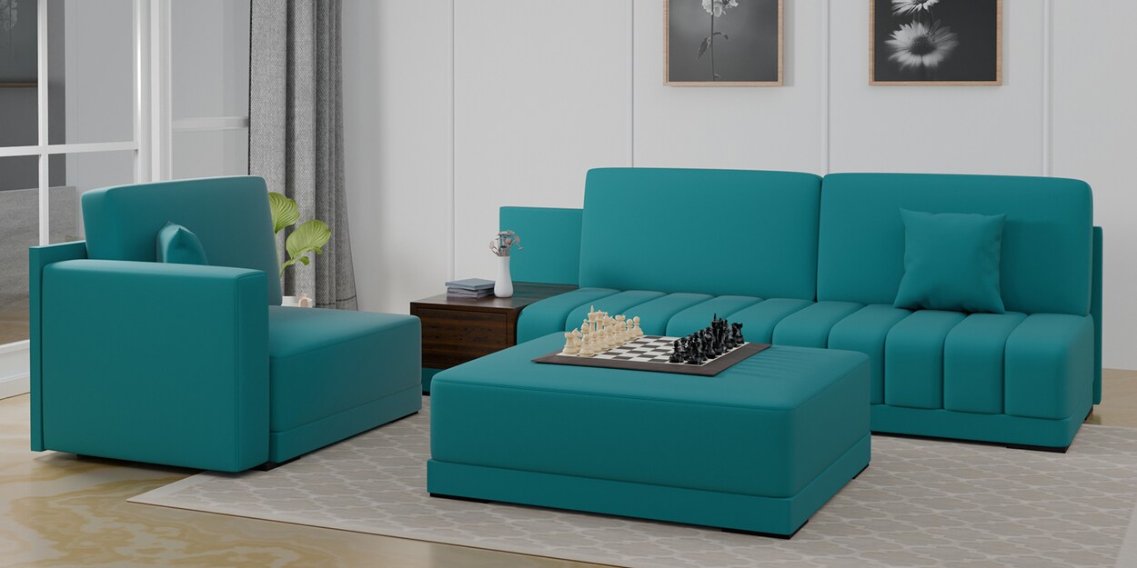 Buy Elite Vevet RHS Sectional Sofa in Teal Green Colour at 25% OFF by ...
