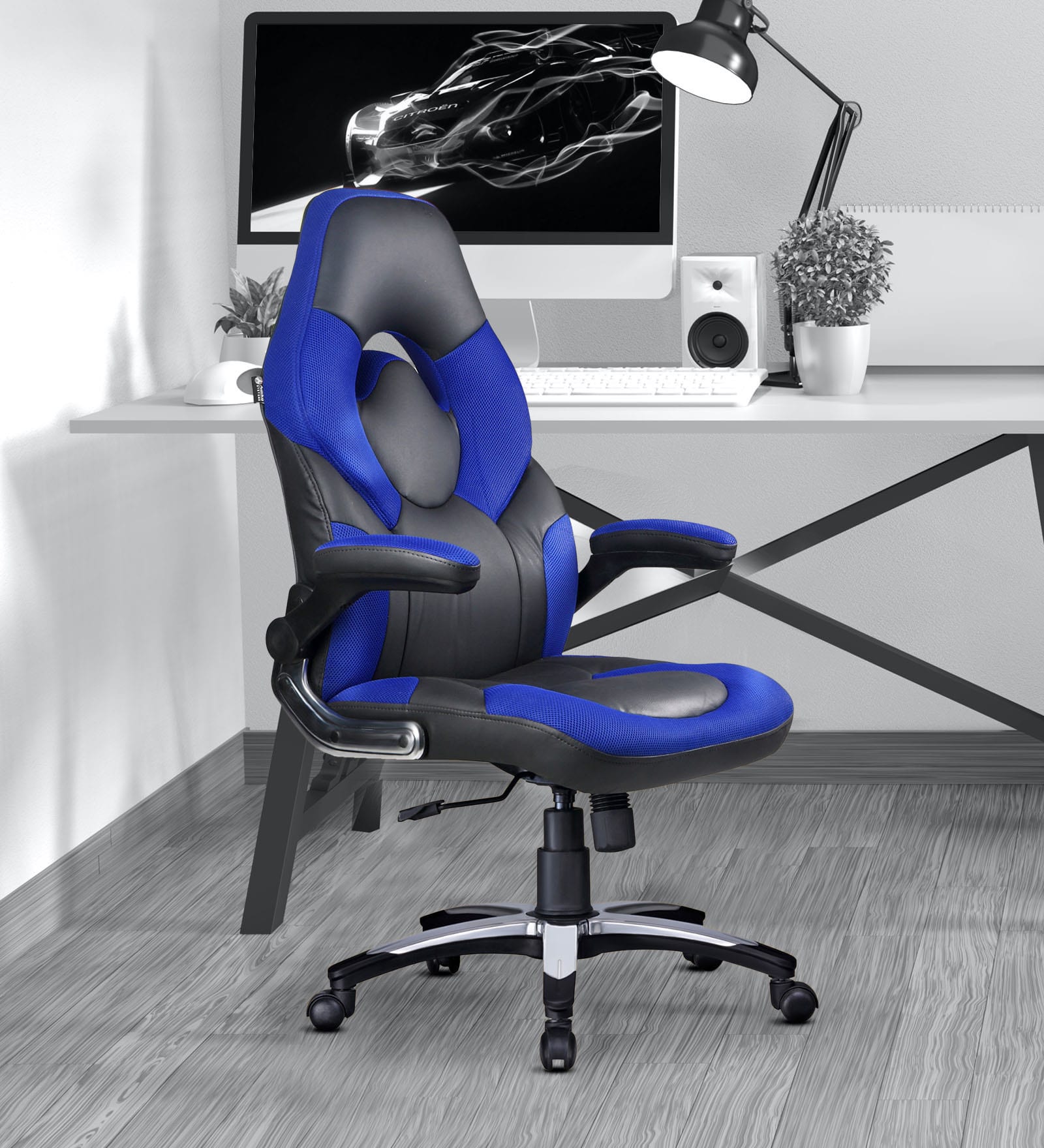 Buy Elegant Leatherette Gaming Chair in Blue Colour at 16% OFF by Adiko ...