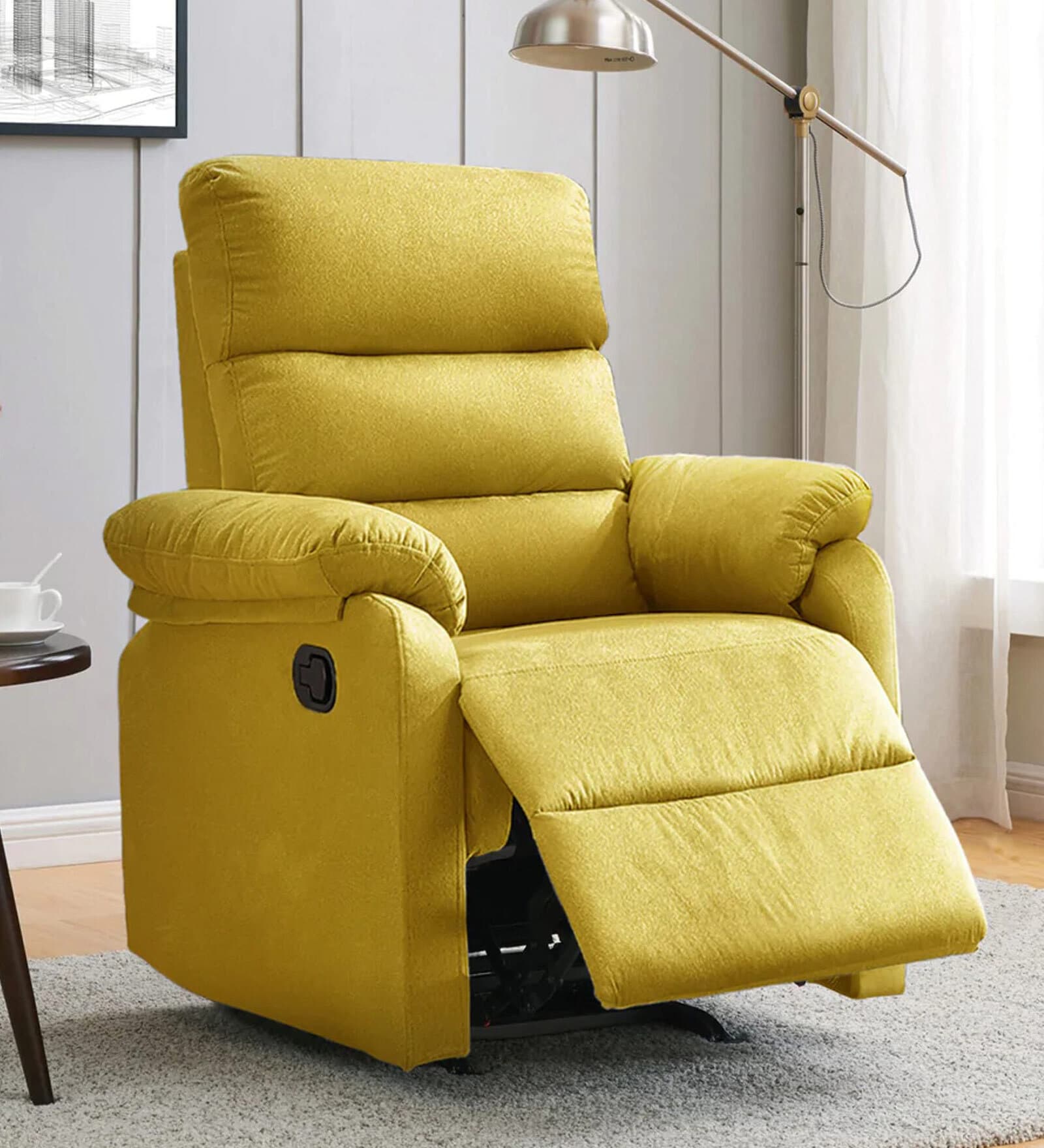 Buy Elegant Fabric Manual 1 Seater Recliner in Yellow Colour at 34% OFF ...