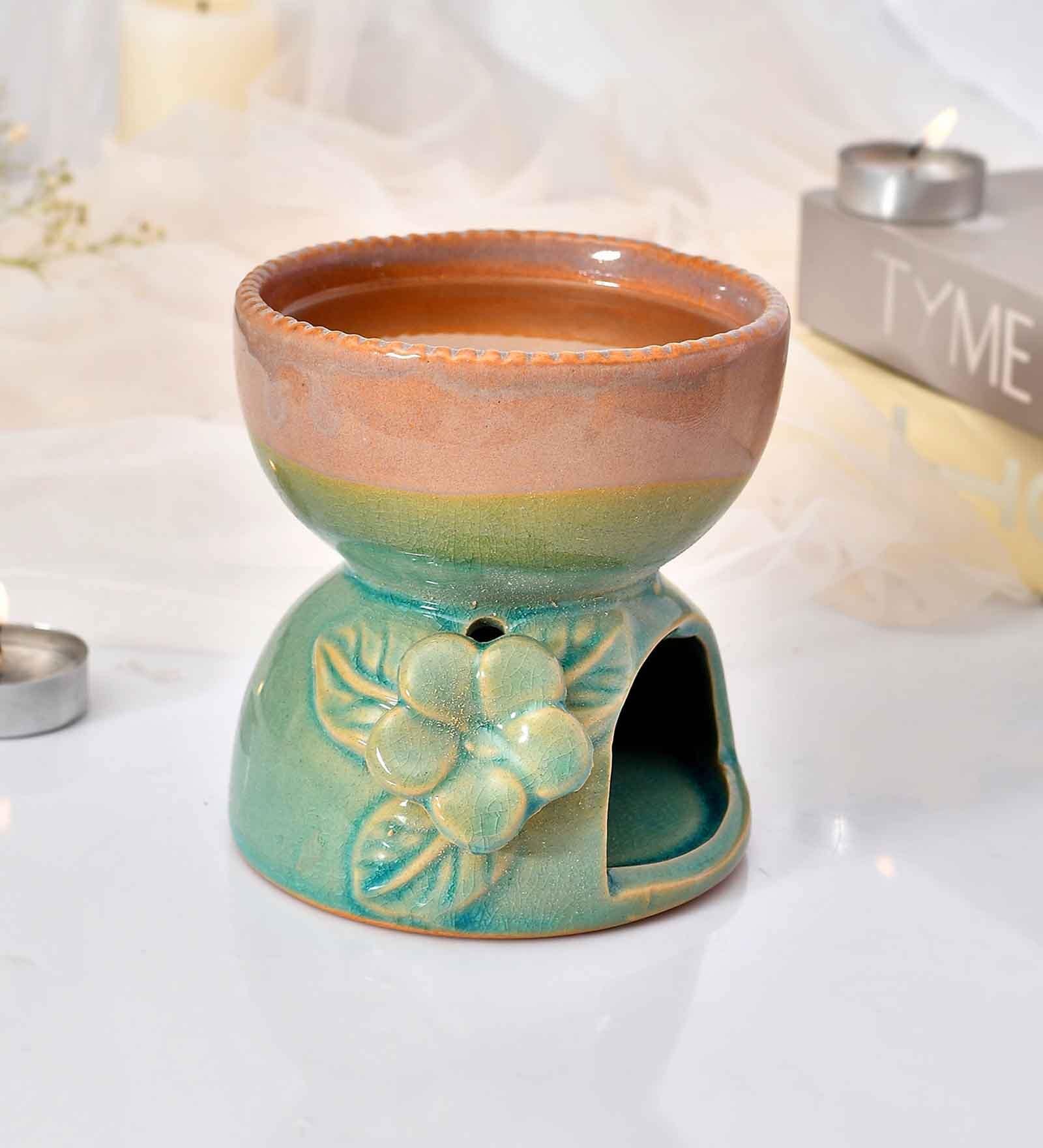 Buy Elegant Floral Green & Pink Ceramic Oil Diffuser at 23% OFF by ...