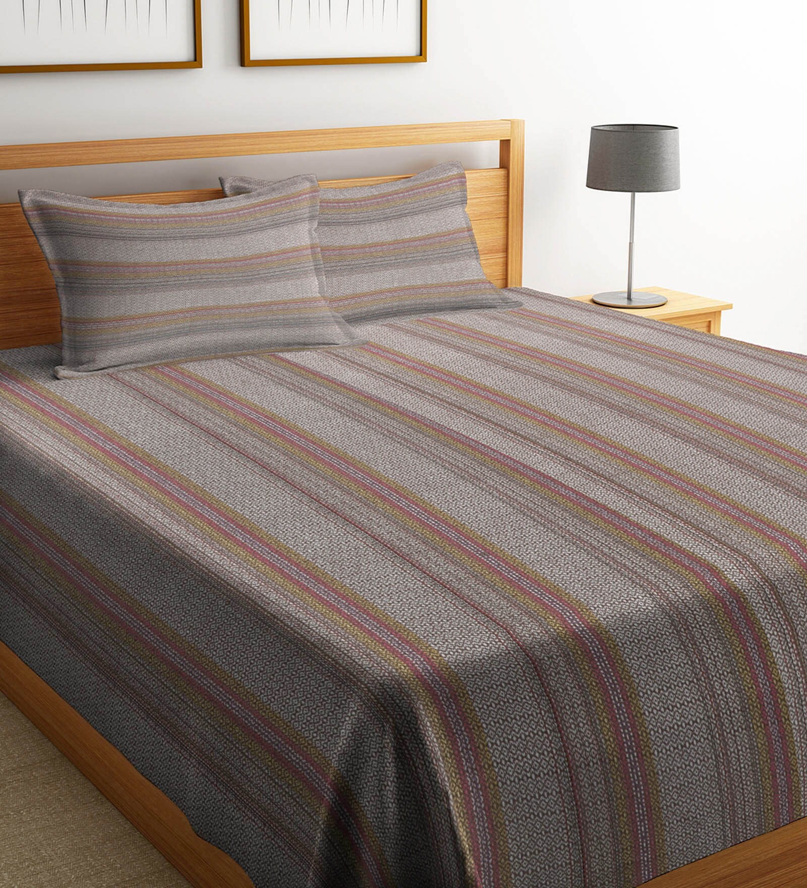 Buy Cotton 240 TC Double Bed Cover with 2 Pillow Covers by Neudis at 25 ...