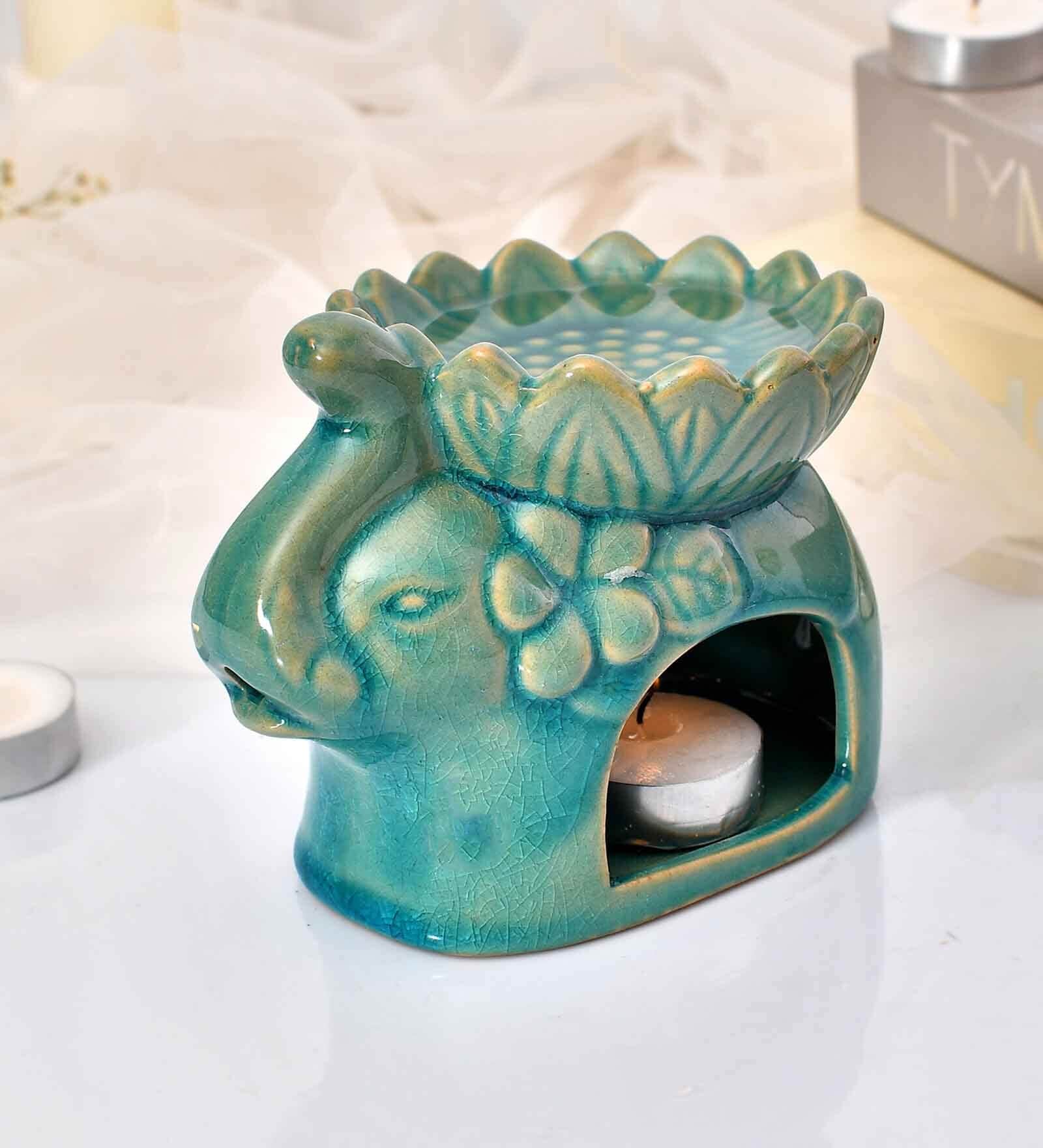 Buy Elephant Blue Ceramic Oil Diffuser at 27% OFF by Tayhaa | Pepperfry