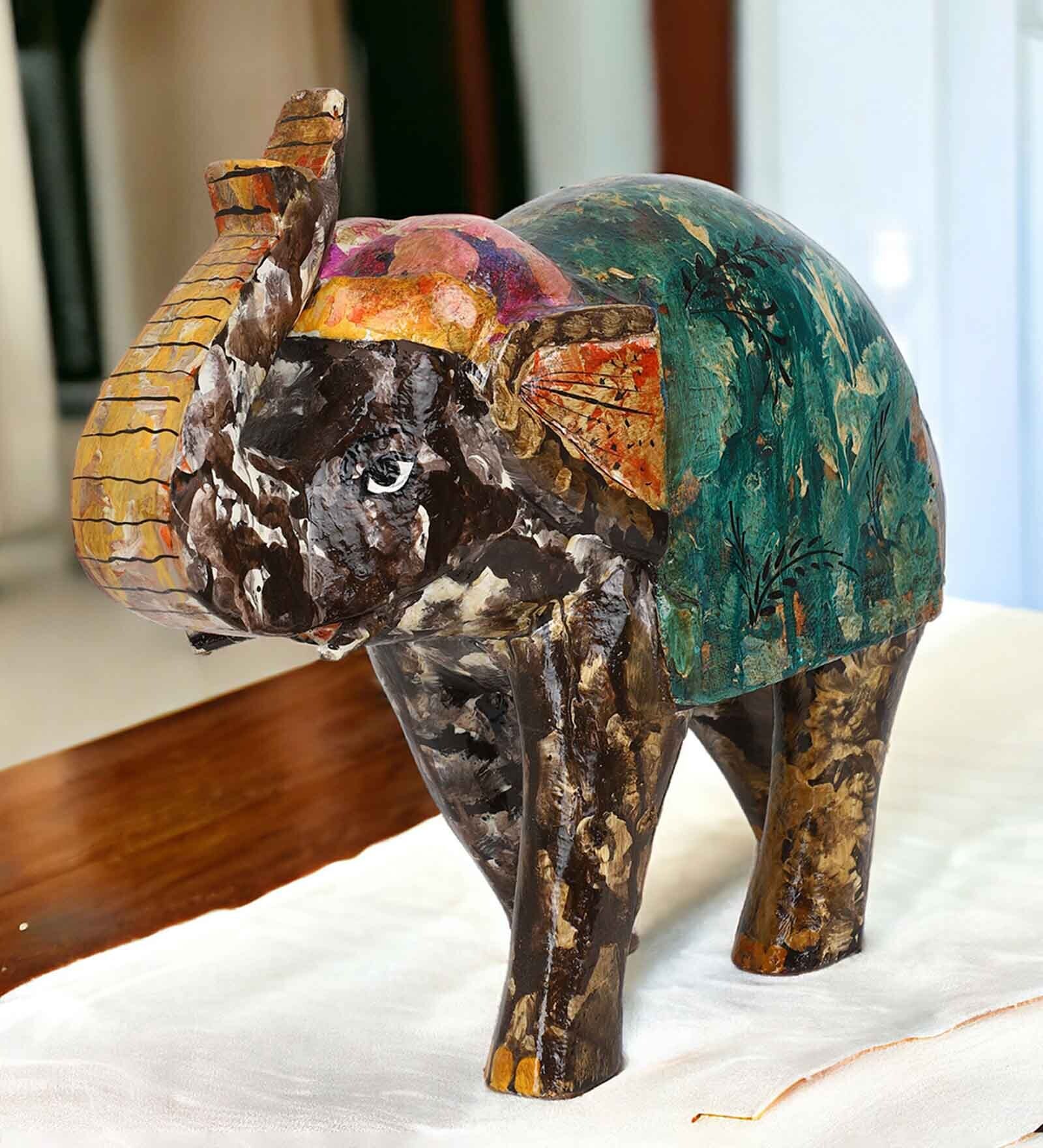 Buy Elephant Multicolour Engineered Wood Animal Figurine at 46% OFF by ...