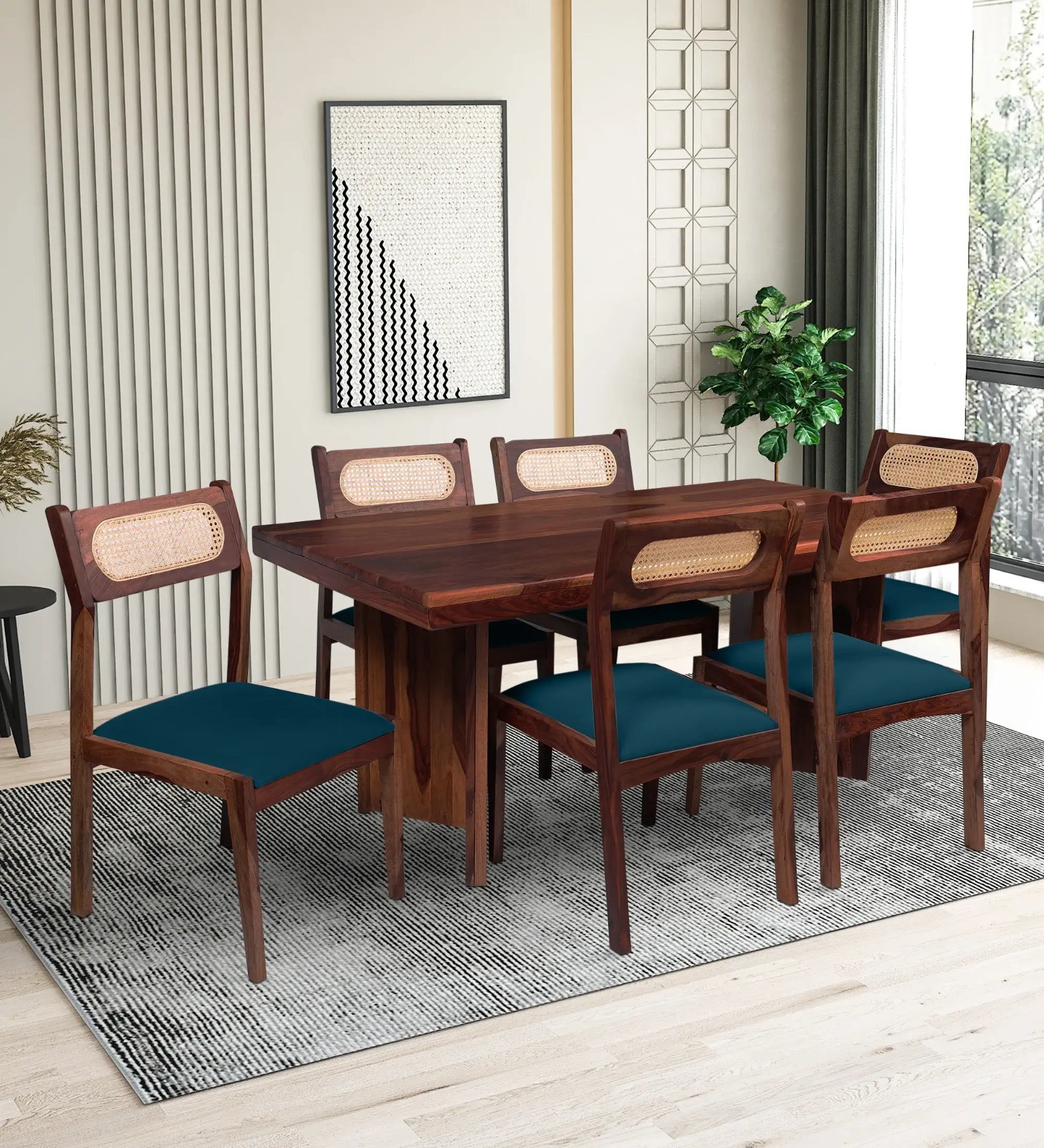 Buy Elina Solid Wood Dining Set In Crowberry Blue Color at 16% OFF by ...