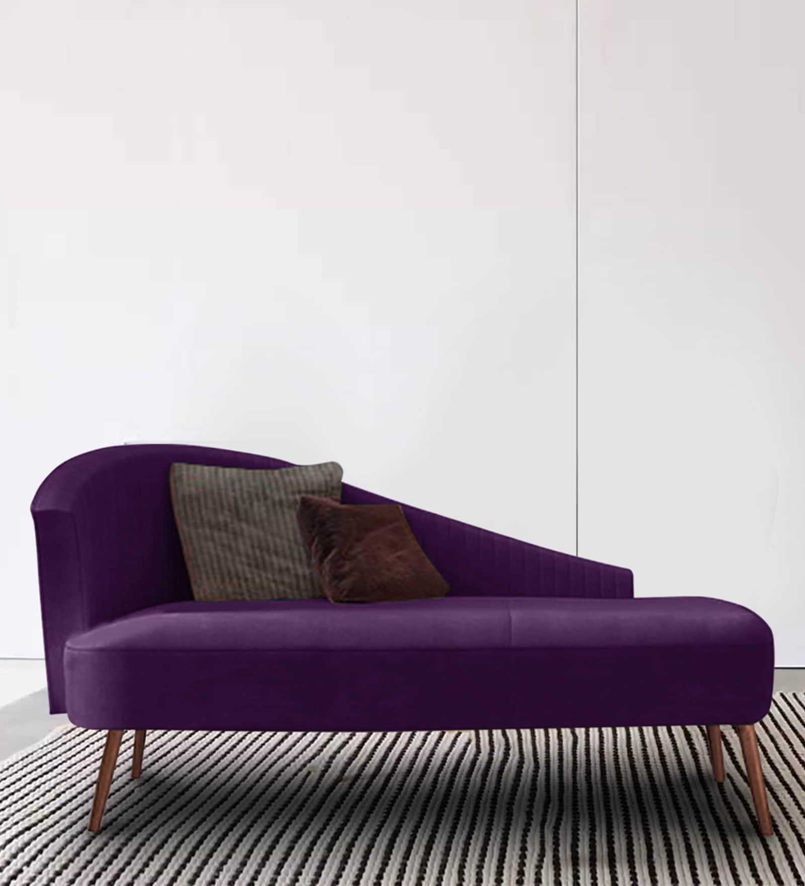 Buy Elite LHS Velvet Chaise Lounger in Purple Colour at 33% OFF by ...