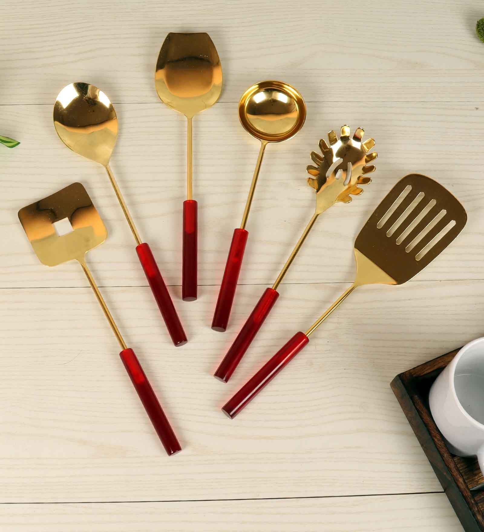Buy Red Resin & Steel Cutlery Set of 6 at 40% OFF by Amaya Decors ...