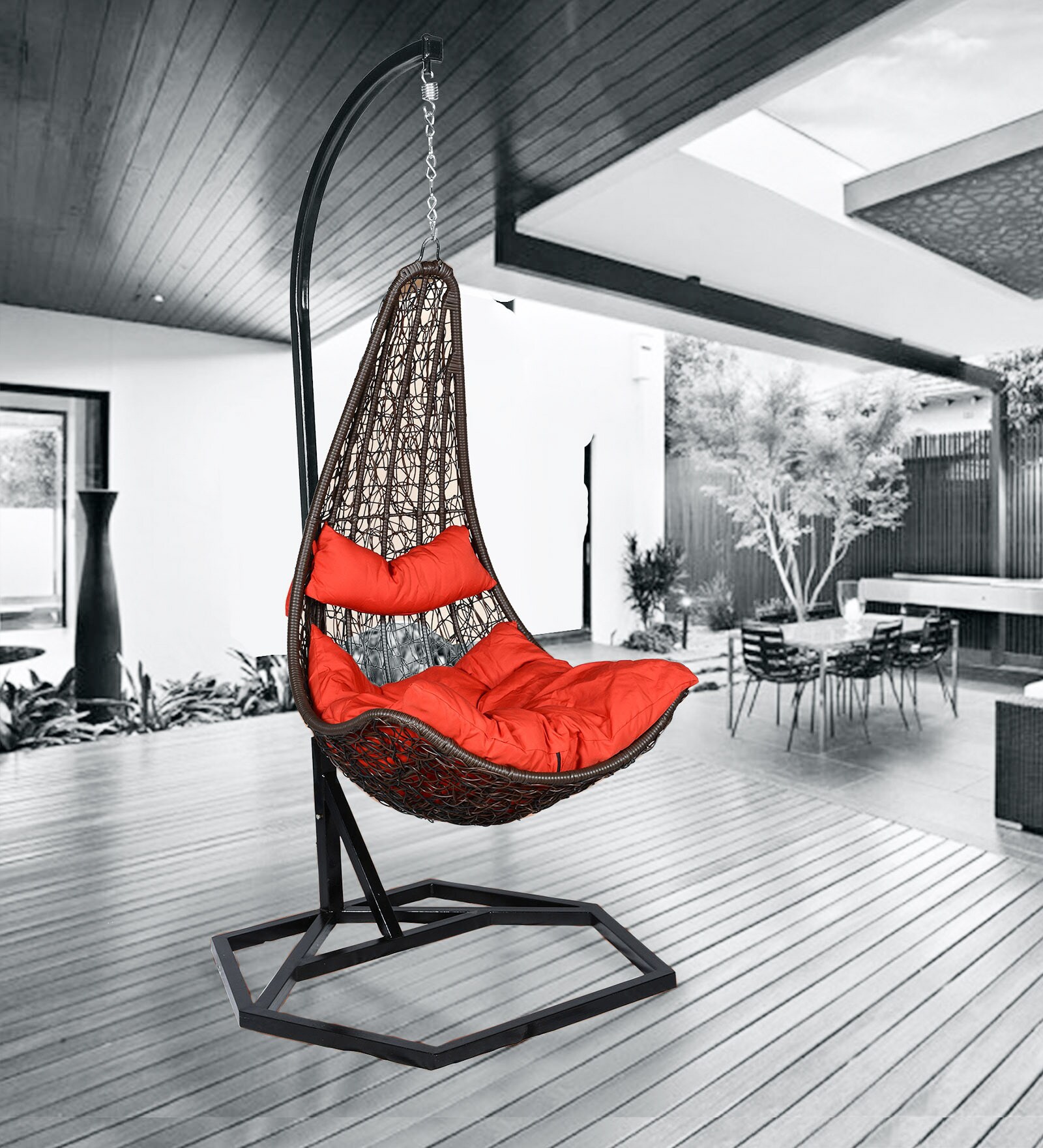 Buy Elsa Wicker Swing in Brown & Black Colour at 29% OFF by Outkraft ...