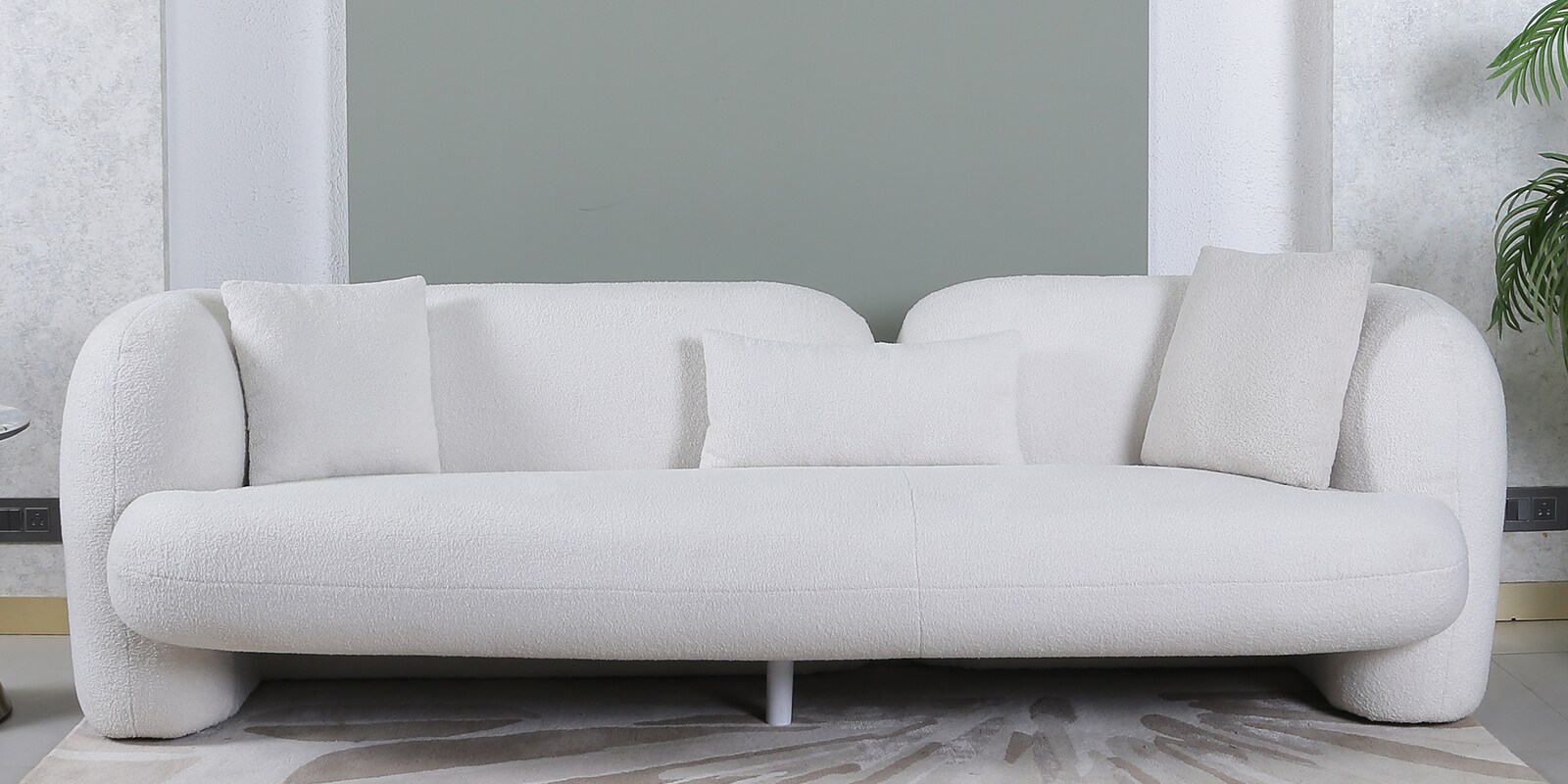 Buy Elliot Fabric 4 Seater Curve Sofa In White Colour at 30% OFF by ...